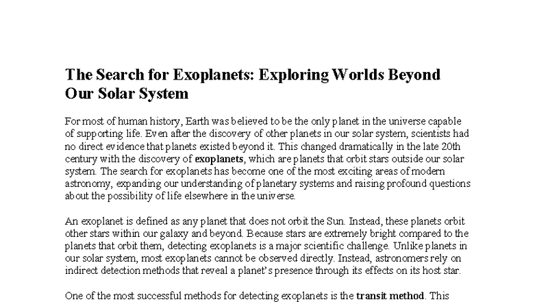 5. Exoplanets: Discovering Worlds Beyond Our Solar System - Studocu