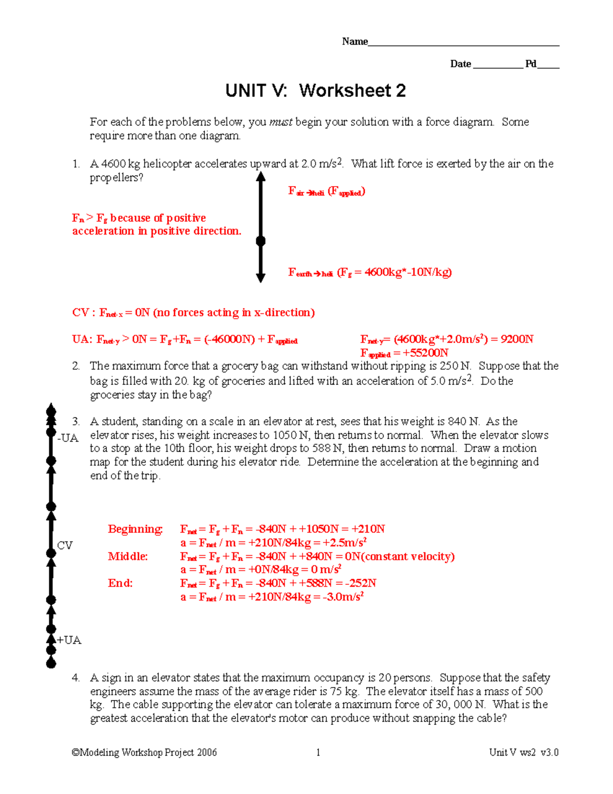 05 u5 ws 2 answers - Chemistry - Name Date Pd UNIT V: Worksheet 2 For ...