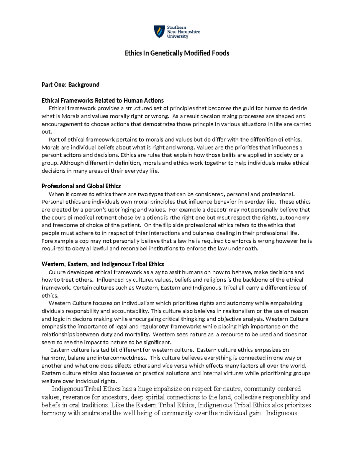 Ethics in Genetically Modified Foods: Frameworks & Cultural ...