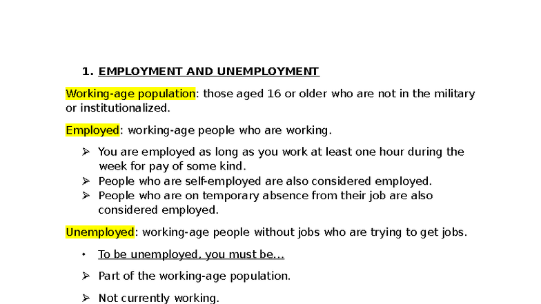 Ecc102 Chapter 23: Employment, Unemployment, and Labor Market Dynamics ...