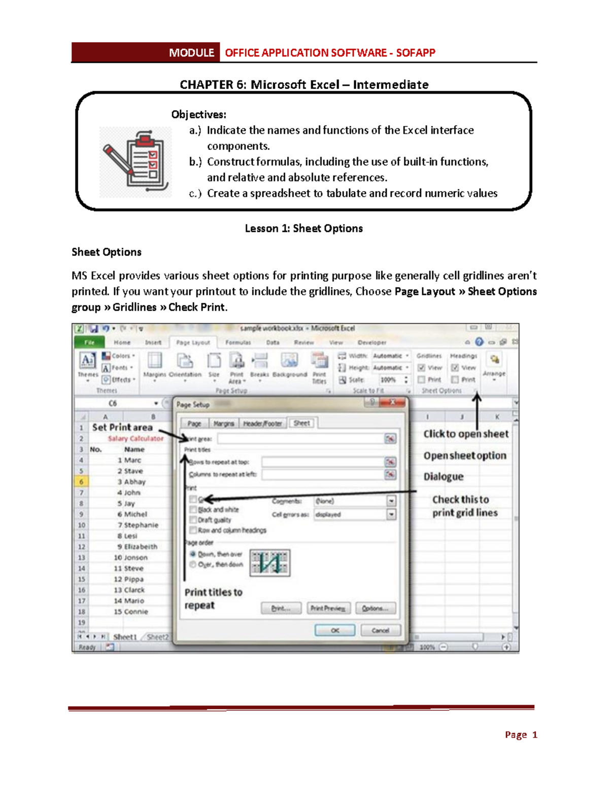 Intermediate Microsoft Excel Guide - Office Application Software ...