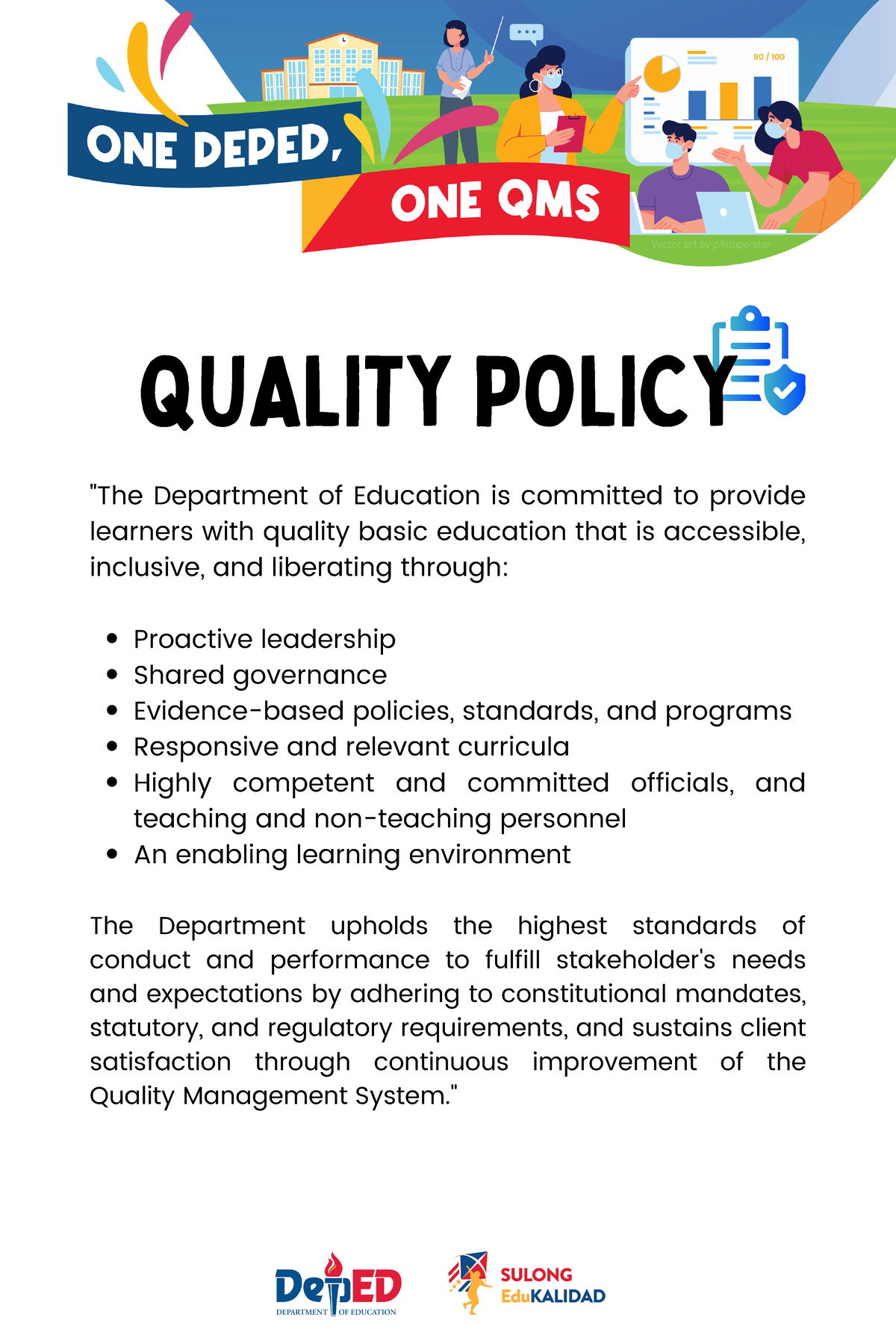 Dep Ed Quality Policy 1 1 - Proactive leadership Shared governance Evidence-based policies ...