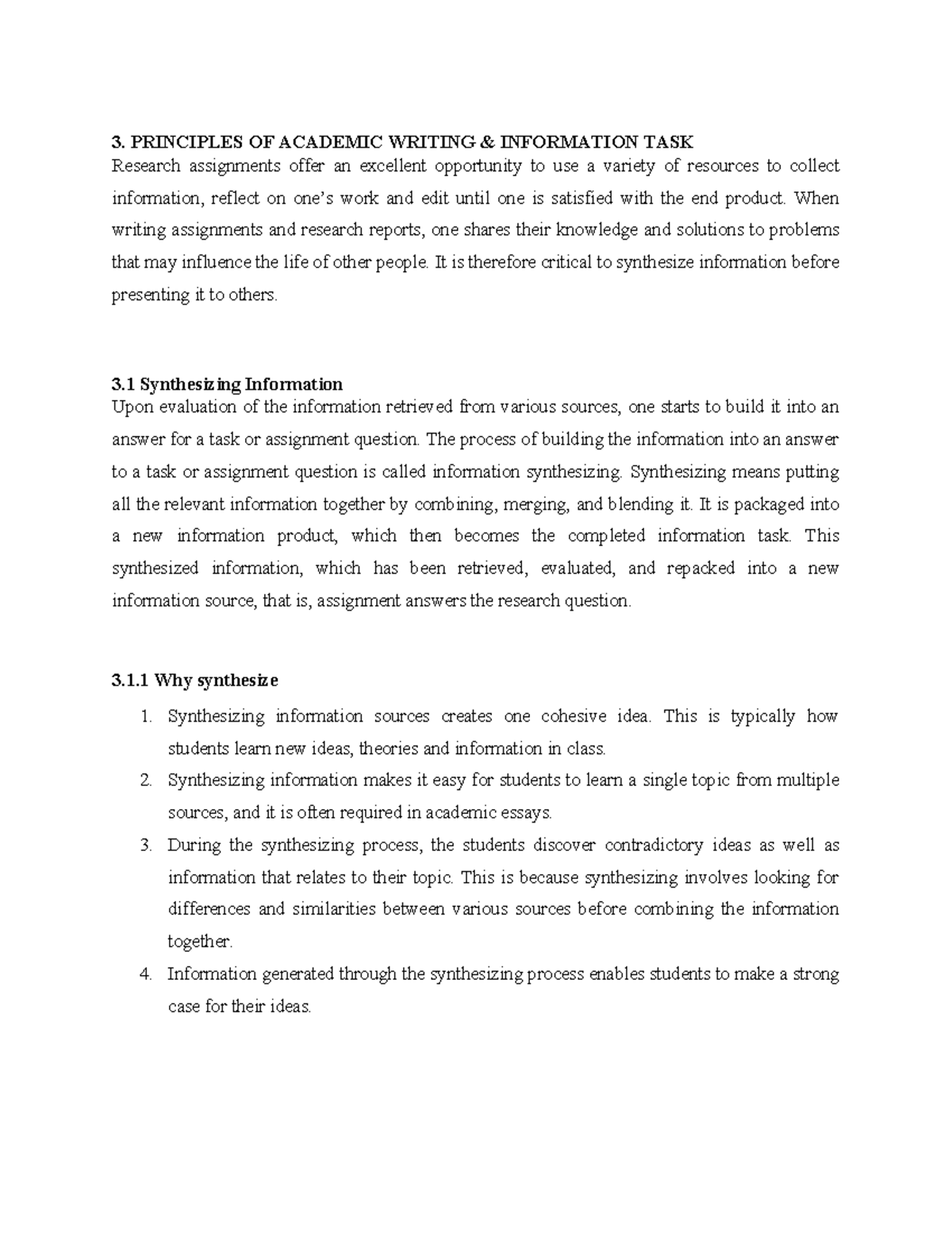 Topic 3 Principles of Academic Writing Information Task Notes - 3 ...