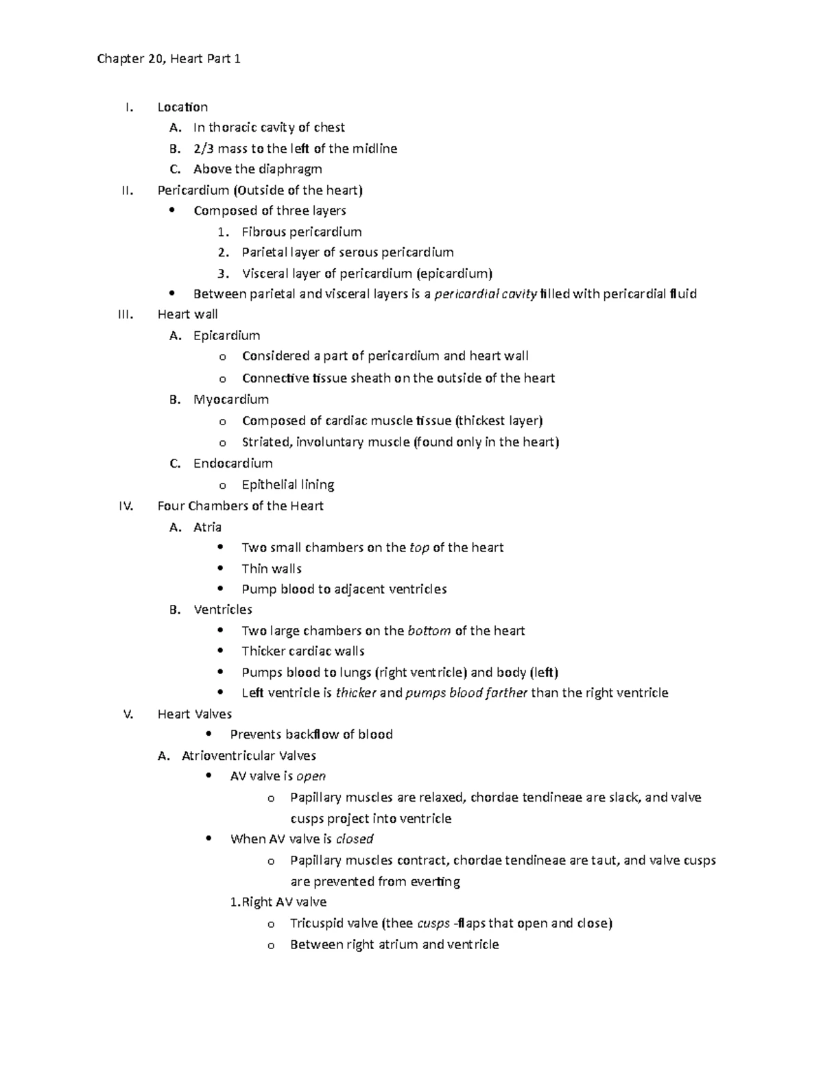 Ch 20 Study Guide A&P - Chapter 20: The Heart Study Guide Exam ...