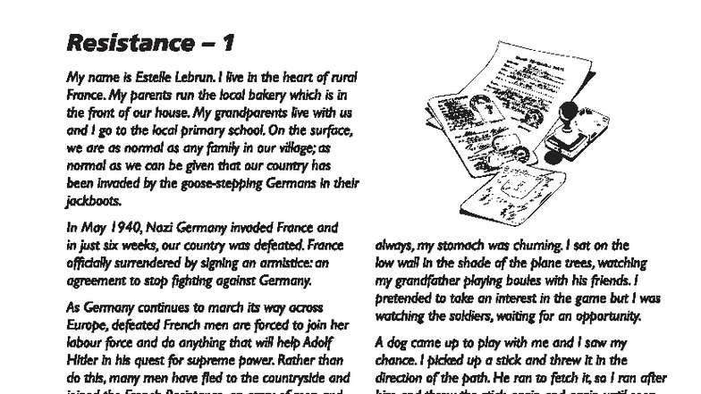 Resistance - Reading Task (Year 5) Analysis and Discussion - Studocu