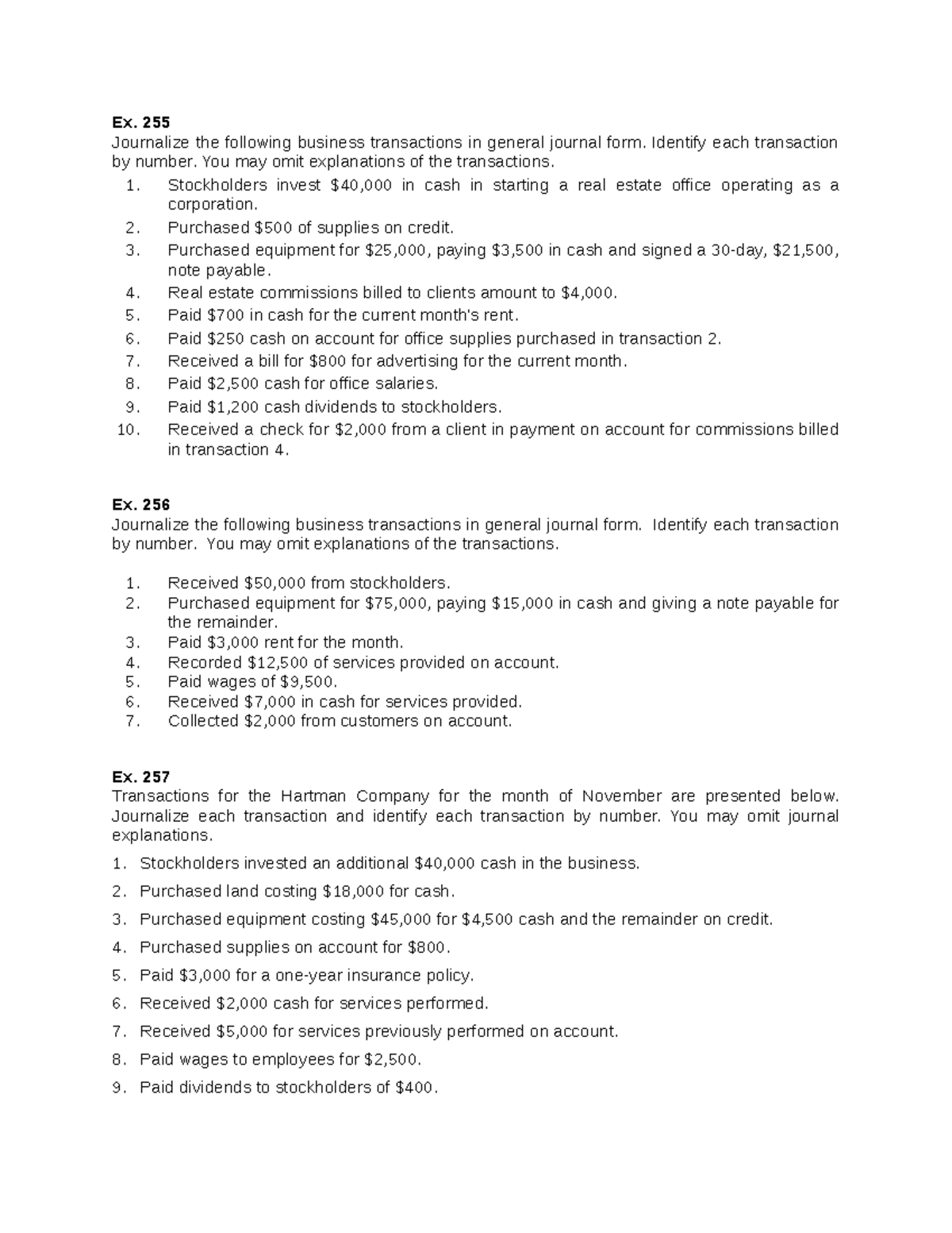 Chap 2 General Journal Transaction Exercises and Solutions - Studocu