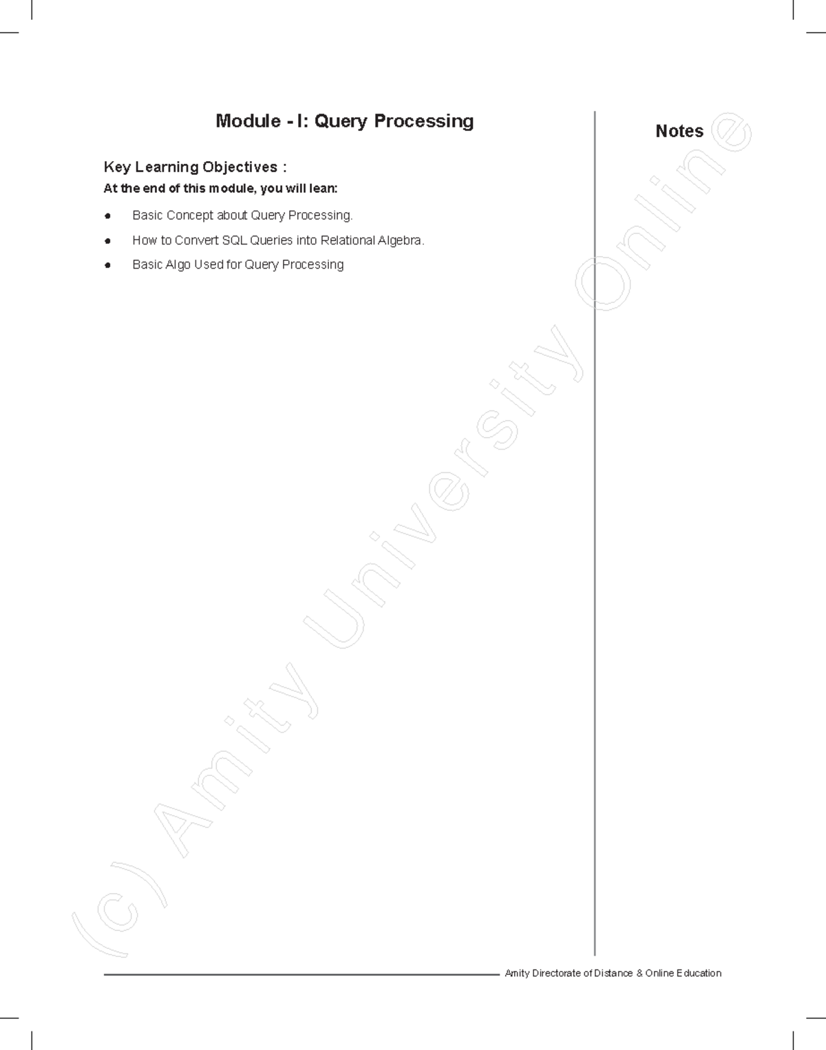 Advanced Database Management - Query Processing Concepts (DBMS 101) - Studocu