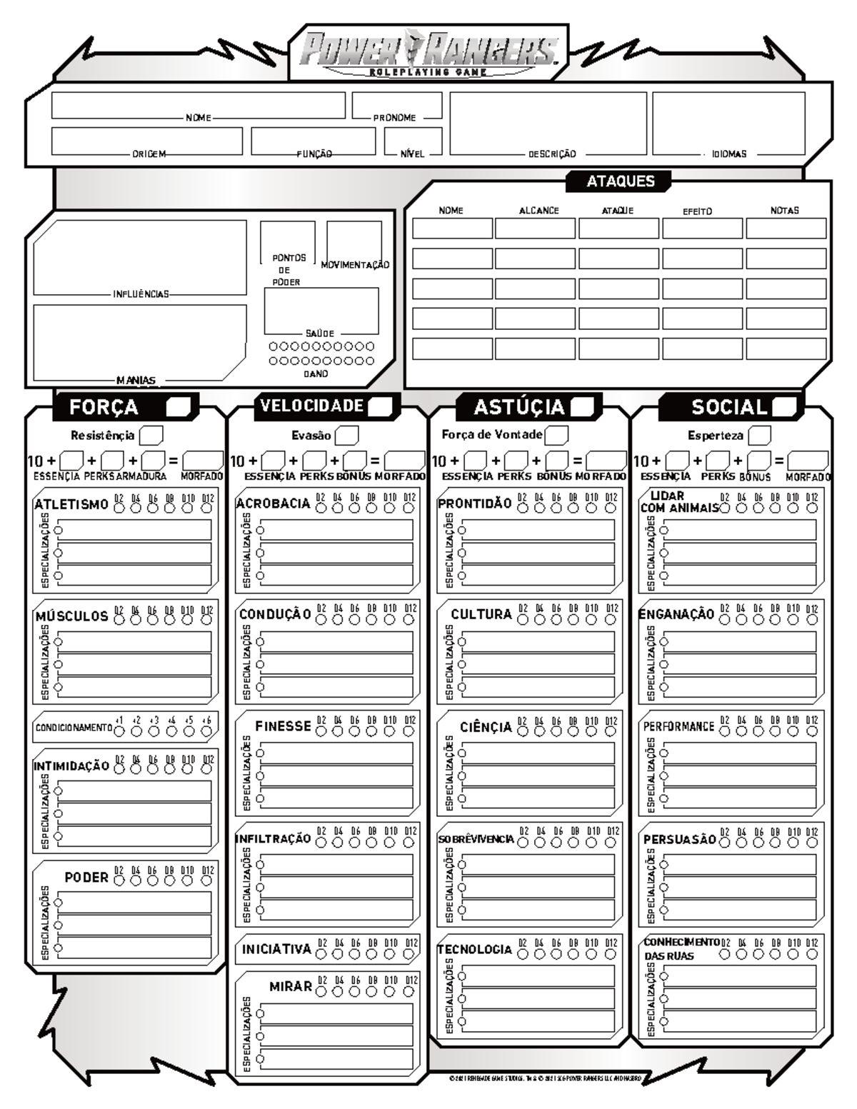 Ficha Base de Power Rangers RPG - 642395528 - Studocu