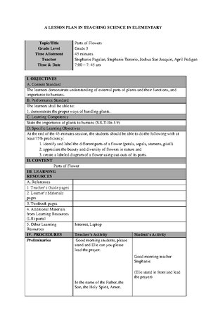 Learning competency - For making lesson plan - Subject: Science Grade ...