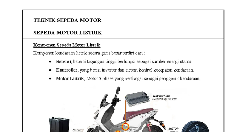 TEKNIK OTOMOTIF: Komponen Utama Sepeda Motor Listrik dan Fungsinya ...