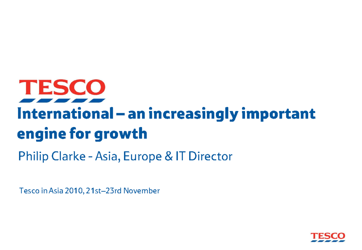 International Growth Strategy: Insights from Tesco's Asia & Europe Operations - Studocu