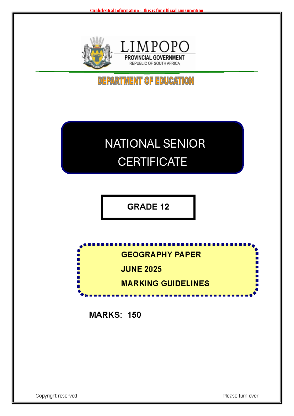 2025 NSC Grade 12 Geography Paper 1 Marking Guidelines Memo - Studocu
