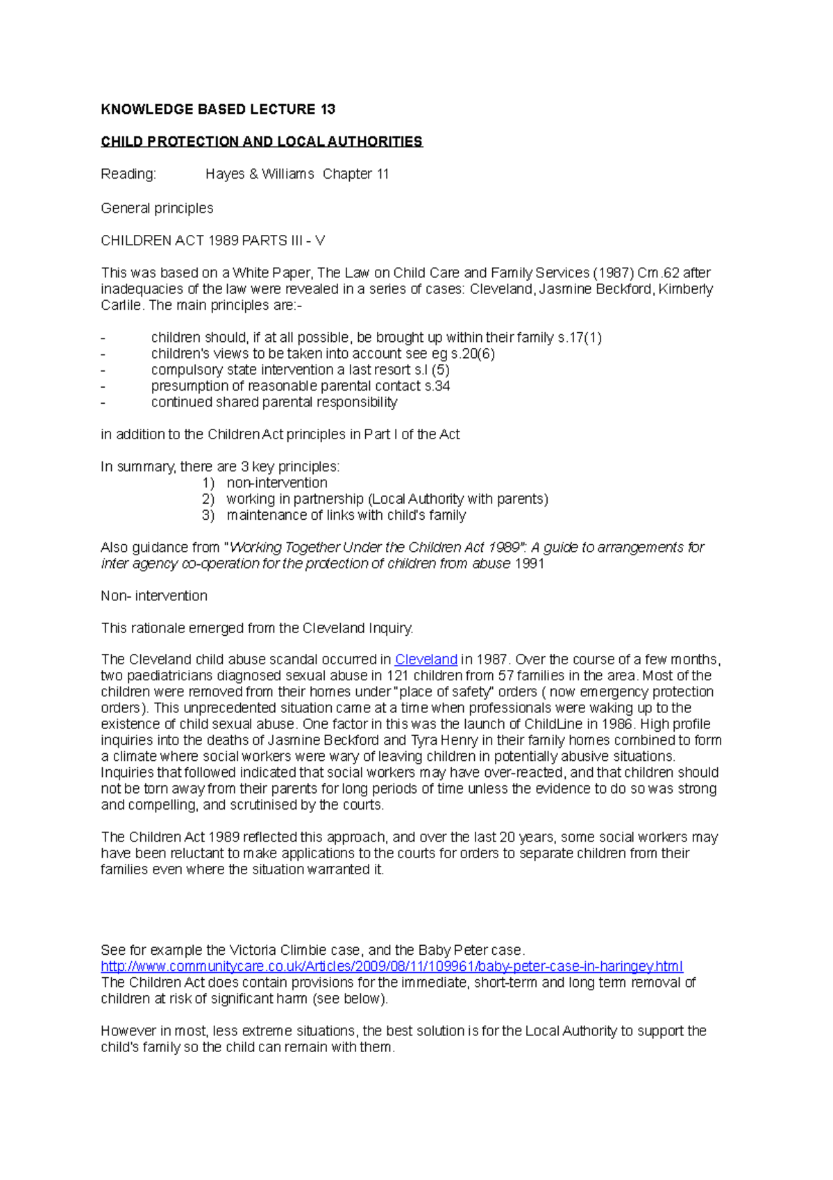 Notes on Lecture 13 & 14 - Child Protection - KNOWLEDGE BASED LECTURE ...