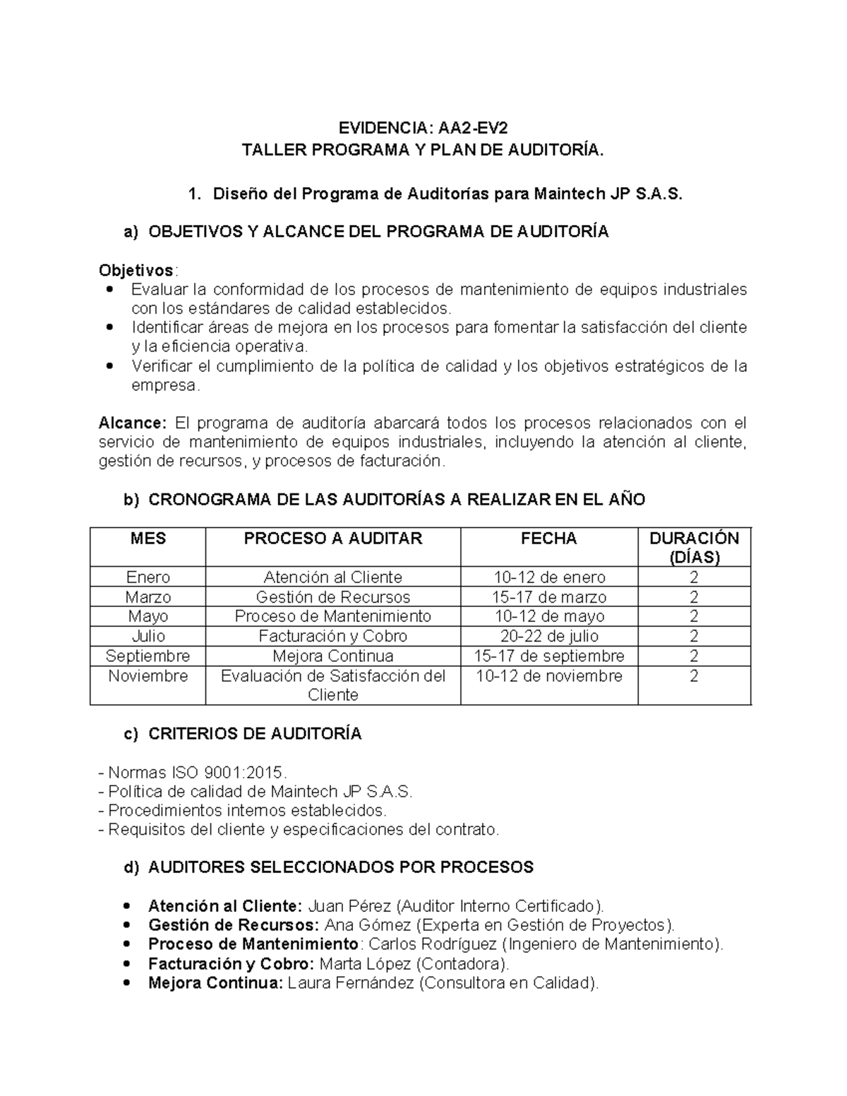 Formato Evidencia AA2 Ev2 Taller Programa y Plan de Auditoria - EVIDENCIA: AA2-EV TALLER ...