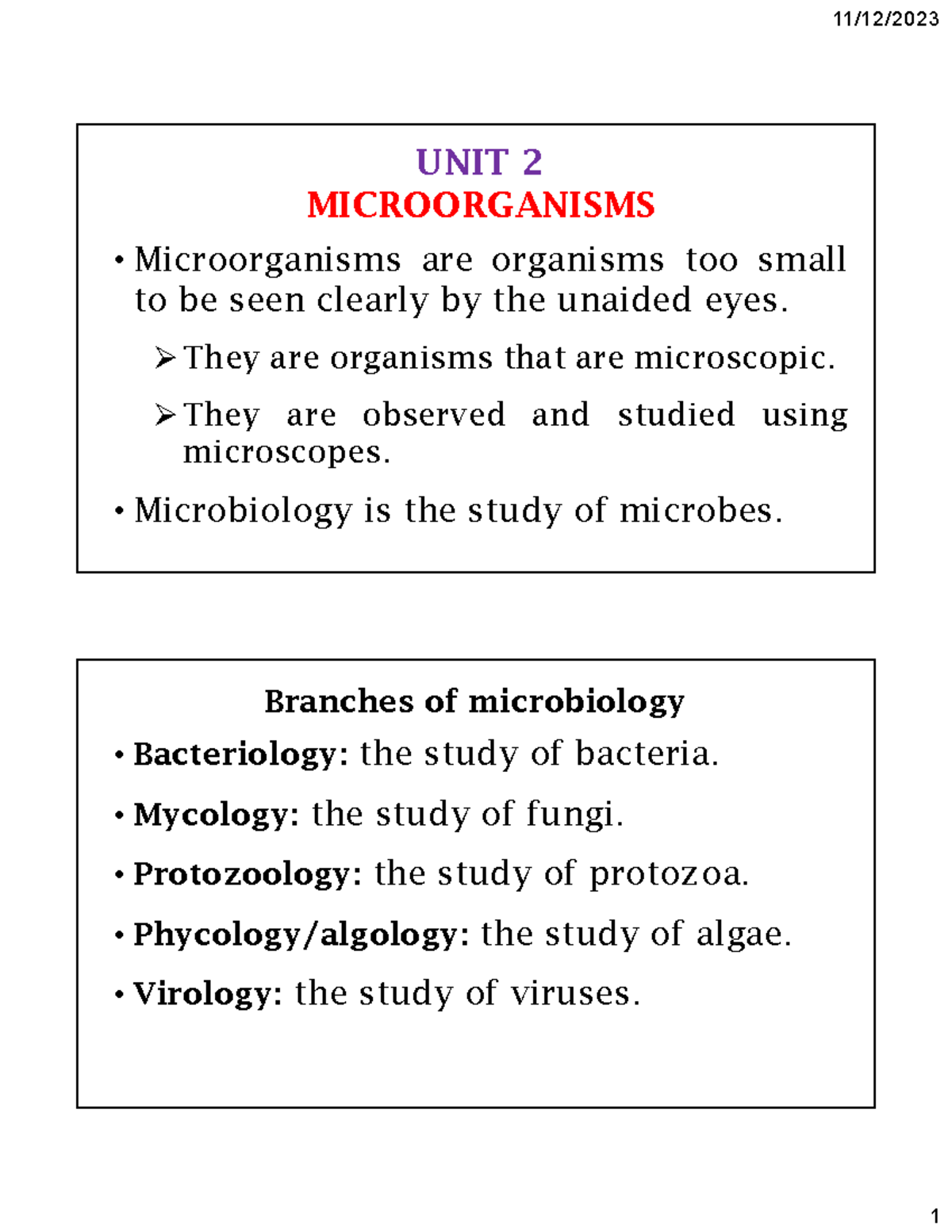 [Biol 12] Unit 2 - Microorganisms: Bacteria, Structure, and Classification - Studocu
