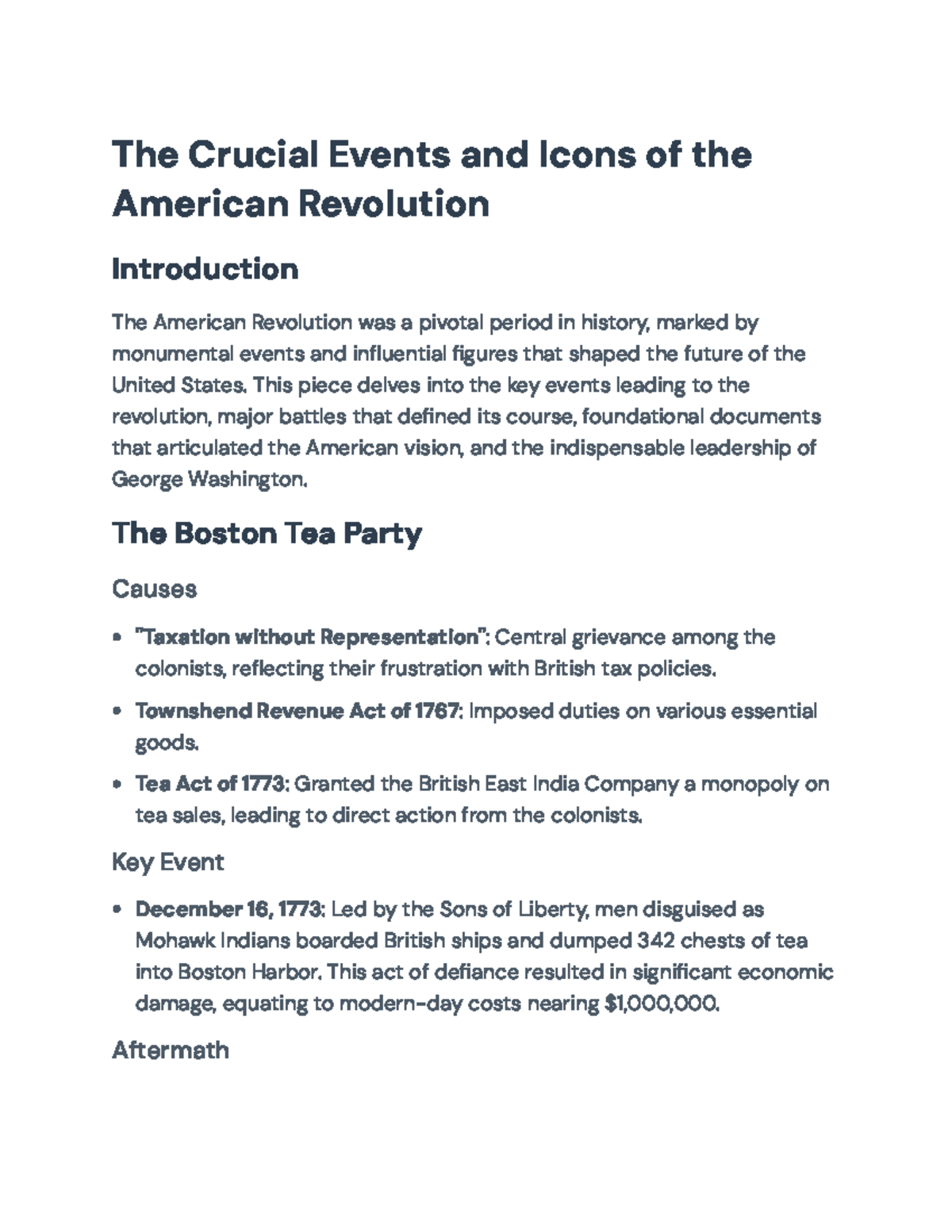 Key Events and Figures of the American Revolution (HIST101) - The ...