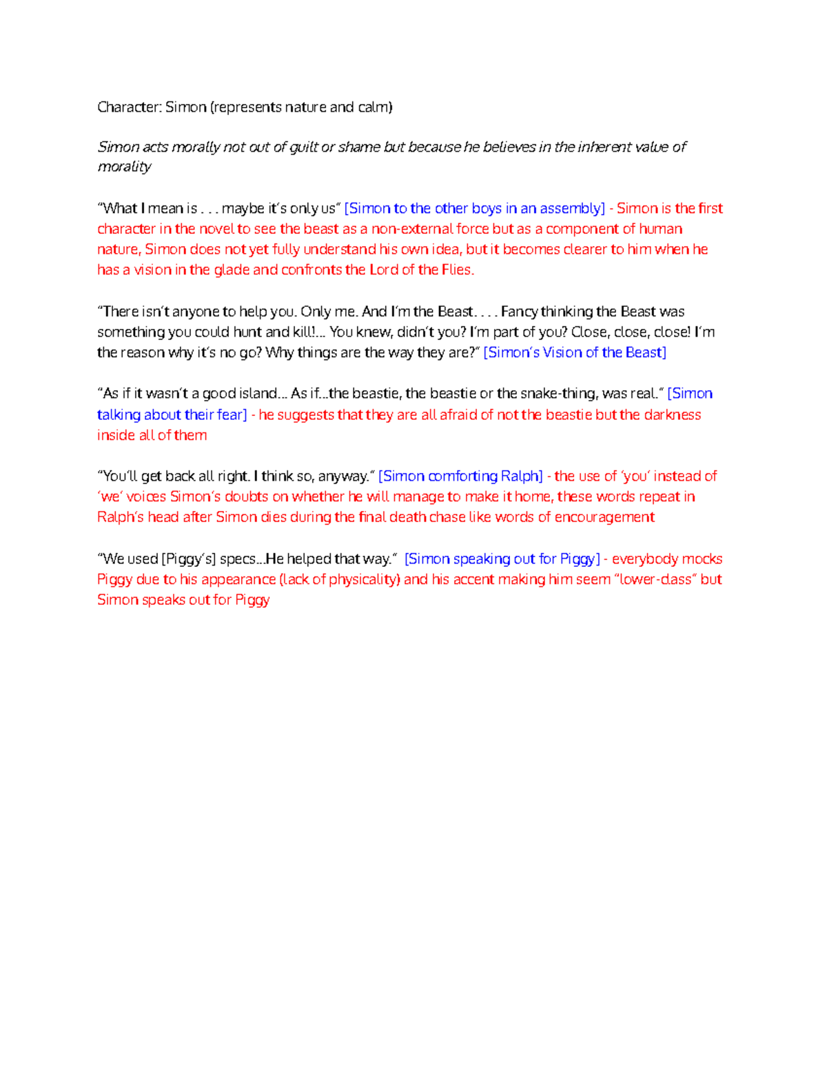 ENG102 Lord of the Flies: Simon Quotes & In-Depth Analysis - Studocu