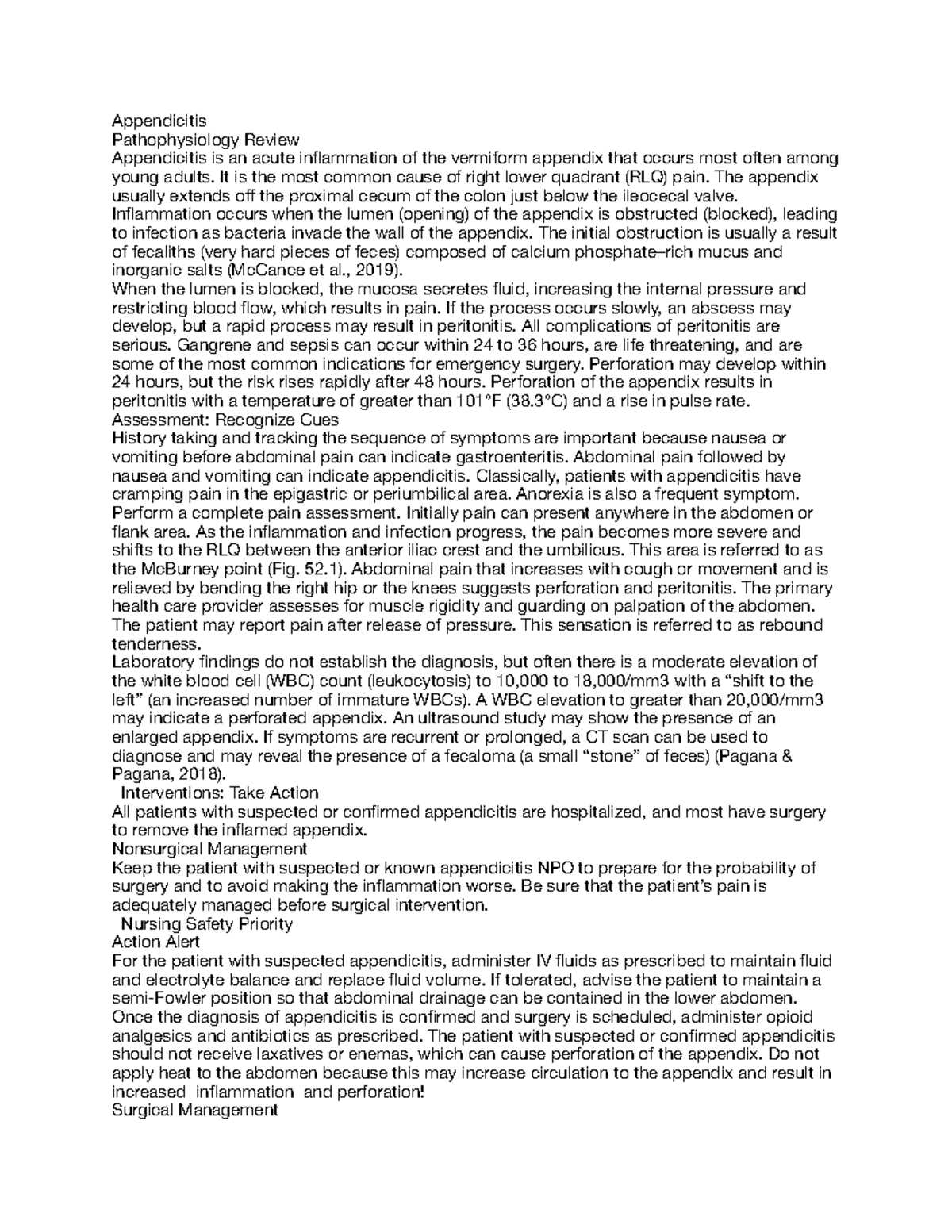 Appendicitis Overview: Pathophysiology, Assessment, and Management ...