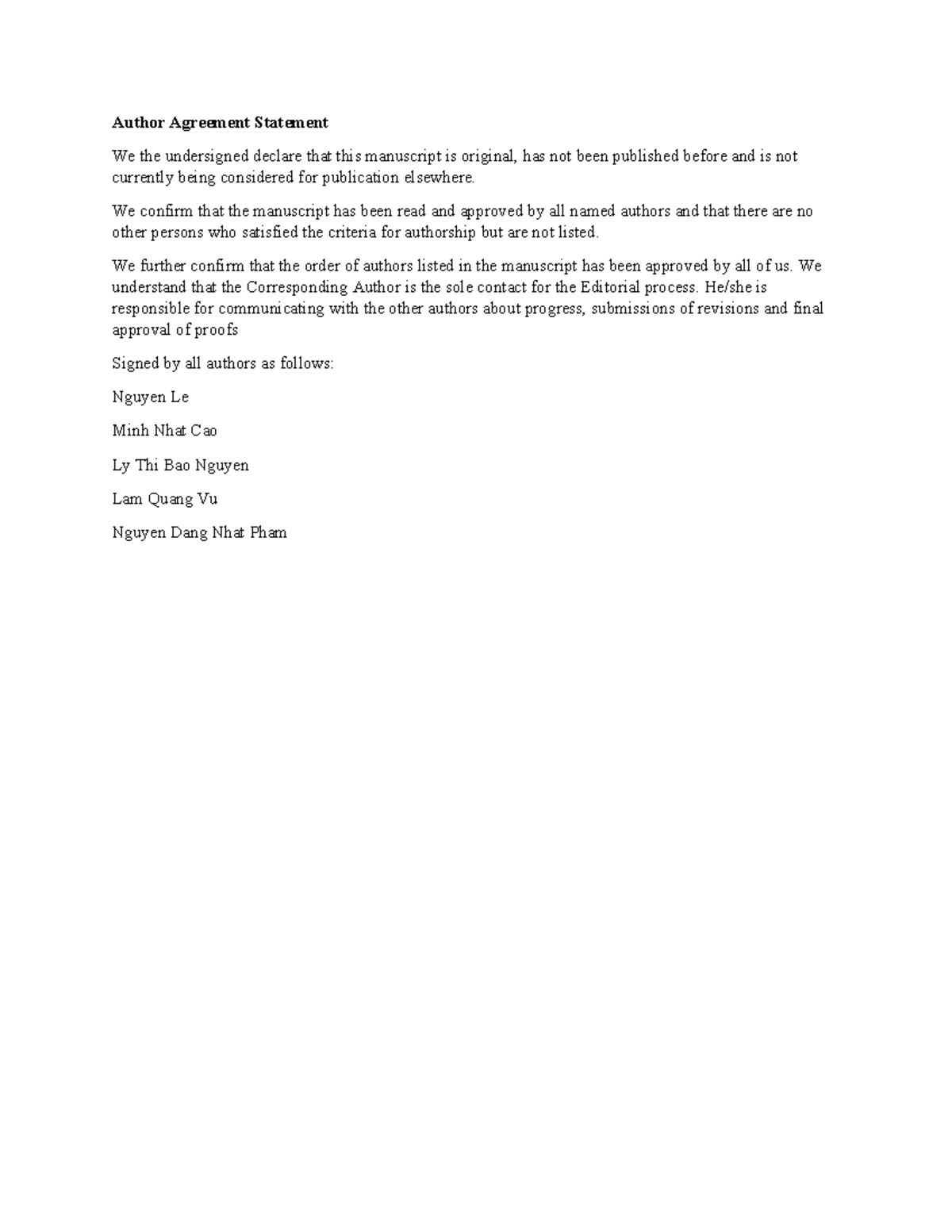 Author Agreement Statement for ESG - Good Work - Studocu