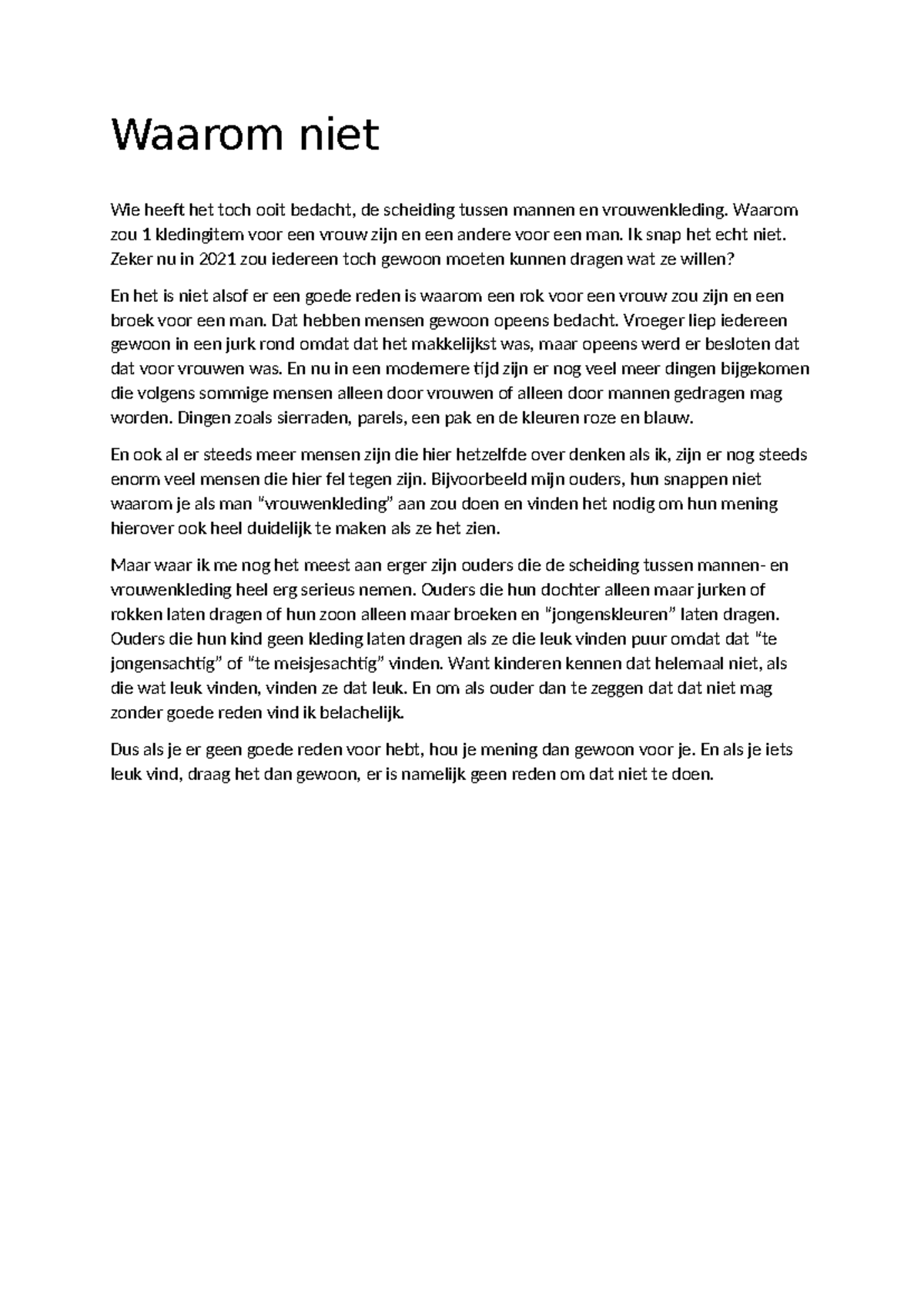 Column: De Scheiding Tussen Mannen- en Vrouwenkleding in 2021 - Studeersnel