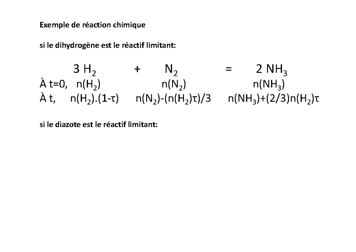 Partie 2 b - Cours chimie - Exemple de réaction chimique si le ...