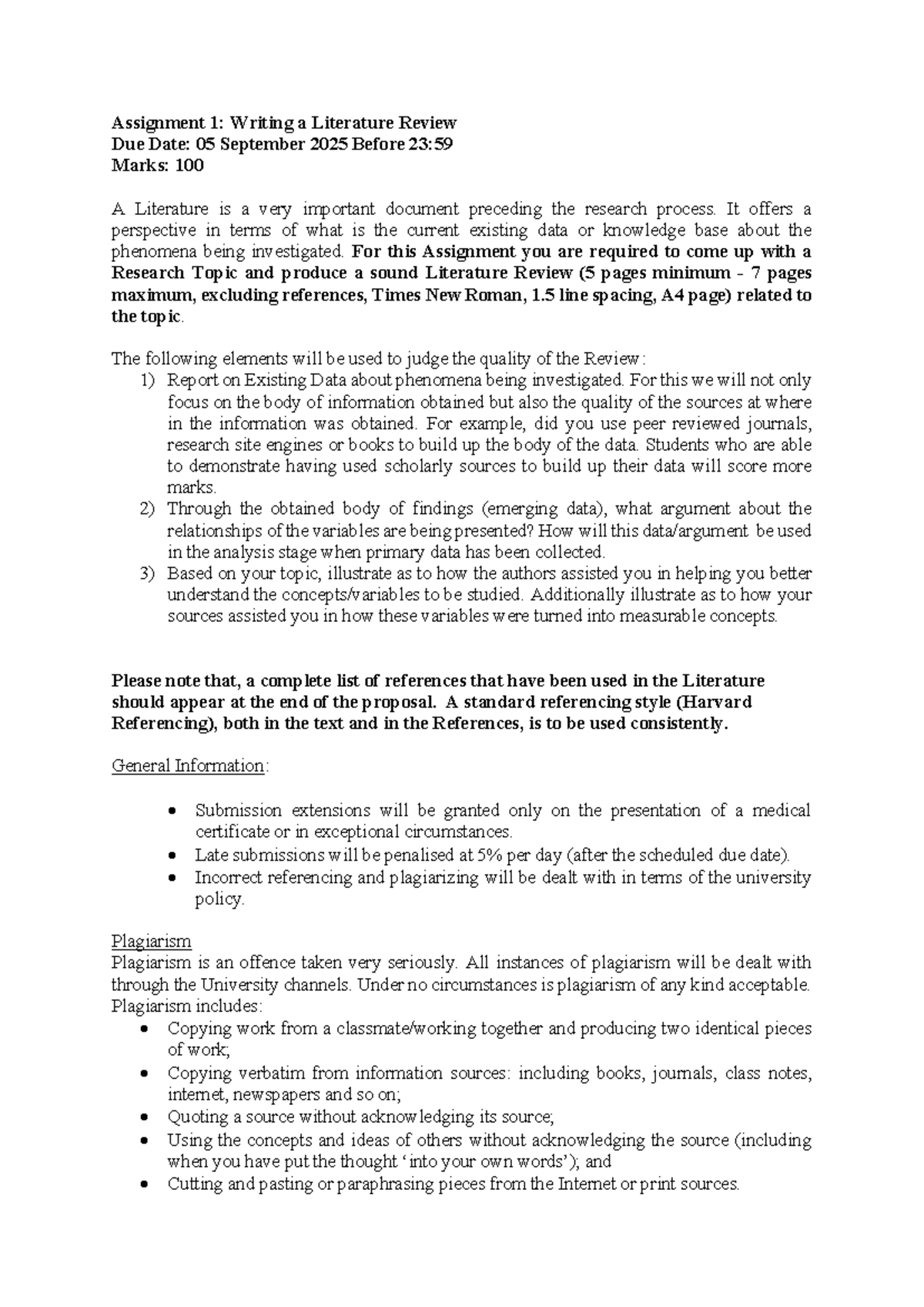 Assignment 1: Literature Review Guidelines and Submission Details - Studocu