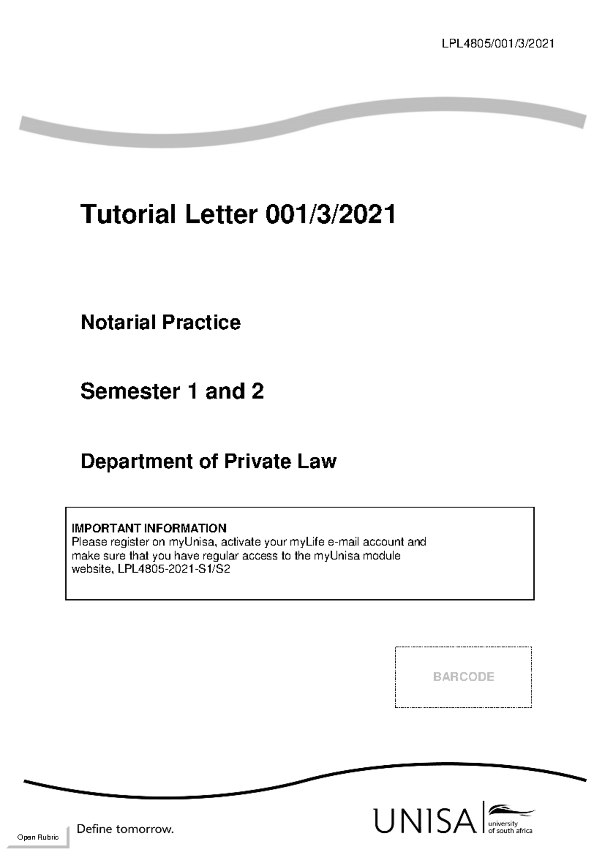 001 2021 3 b - unisa - LPL4805/001/3/ 2021 Tutorial Letter 001/3 ...
