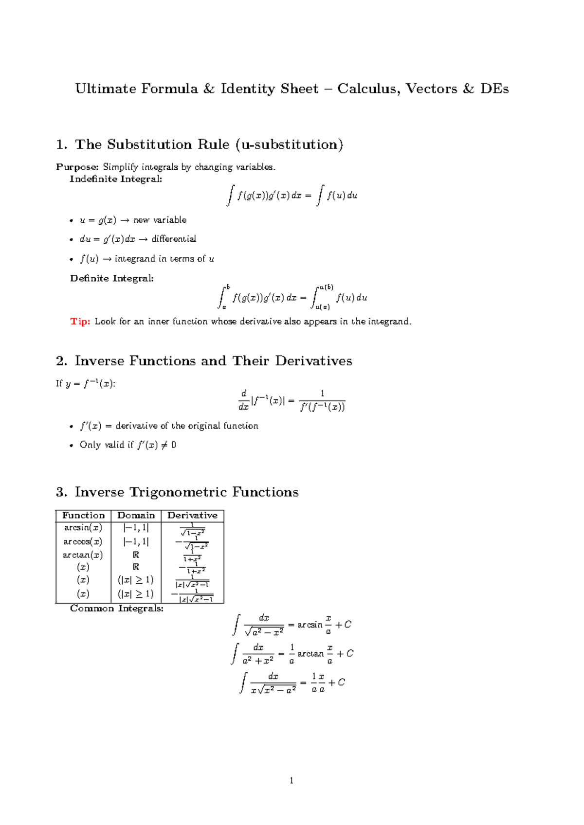A1 Cheatsheet: Key Concepts & Techniques for Math 144 - Studocu