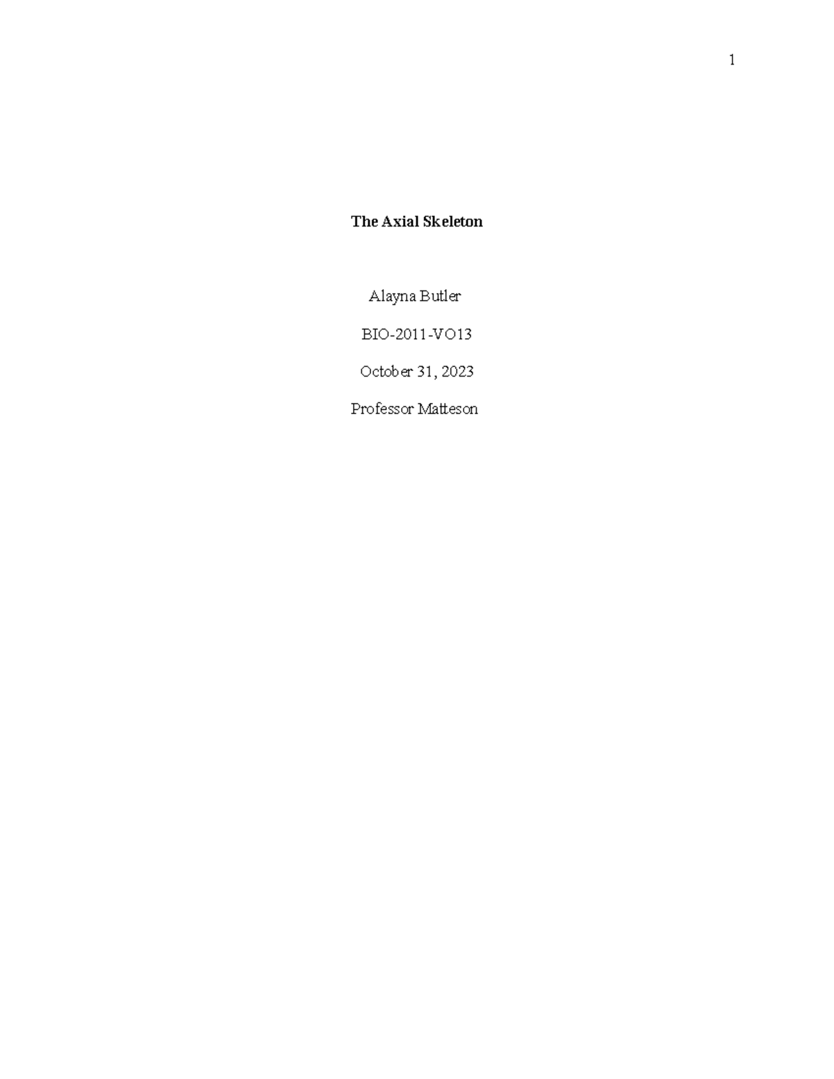 The Axial Skeleton HW Notes (BIO-2011-VO) by Alayna Butler - Studocu