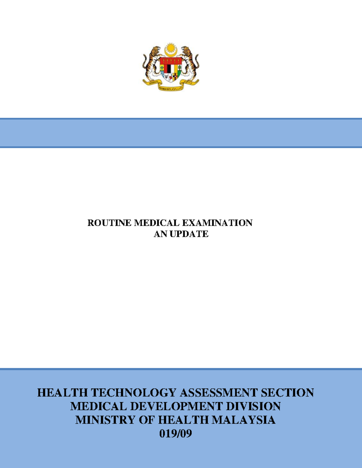 Routine Medical Examination: Health Technology Assessment Update - Studocu