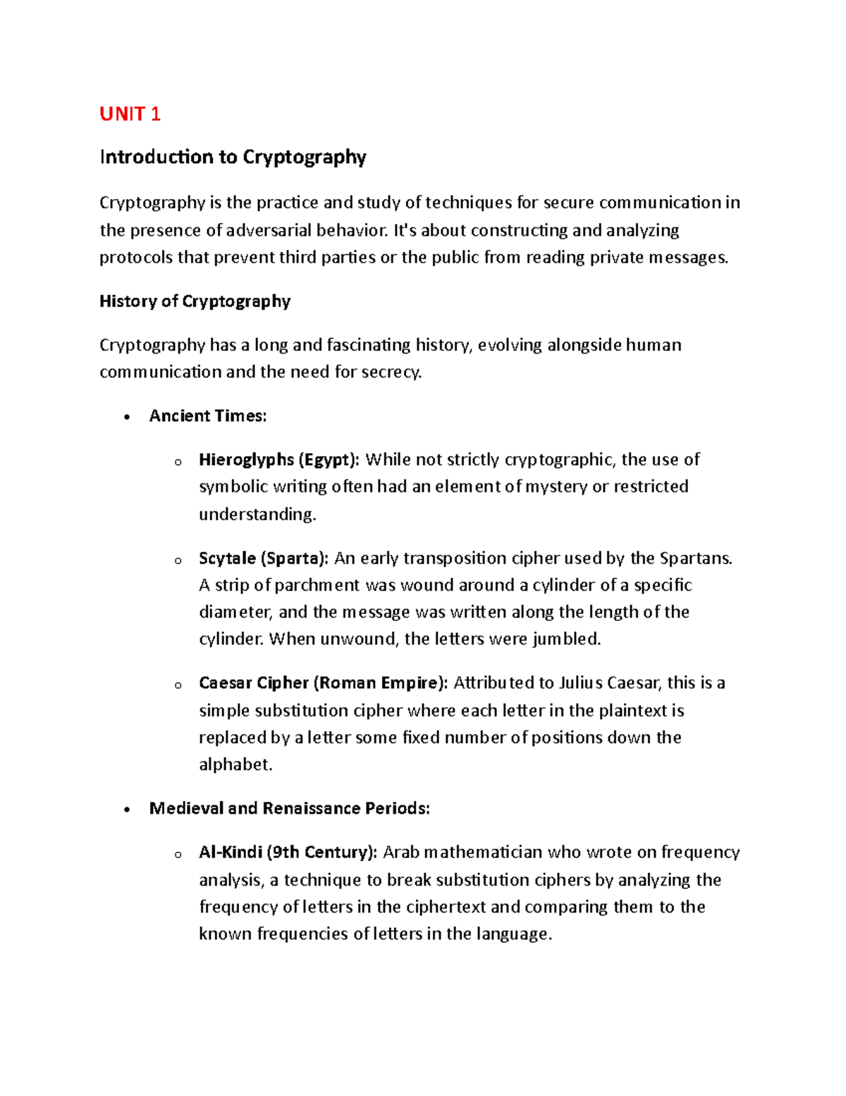 Cryptography Overview and Techniques - DDDD Unit 1 - Studocu
