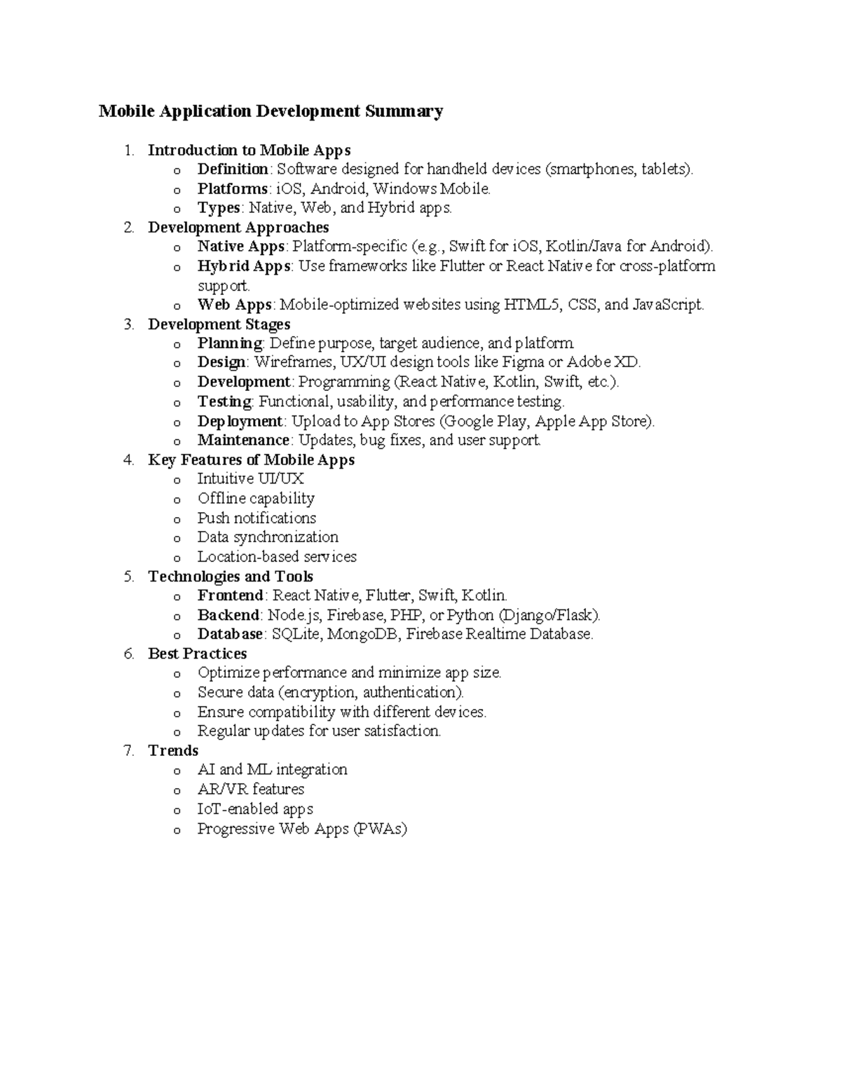 Mobile App Development Overview: Key Concepts & Best Practices - Studocu