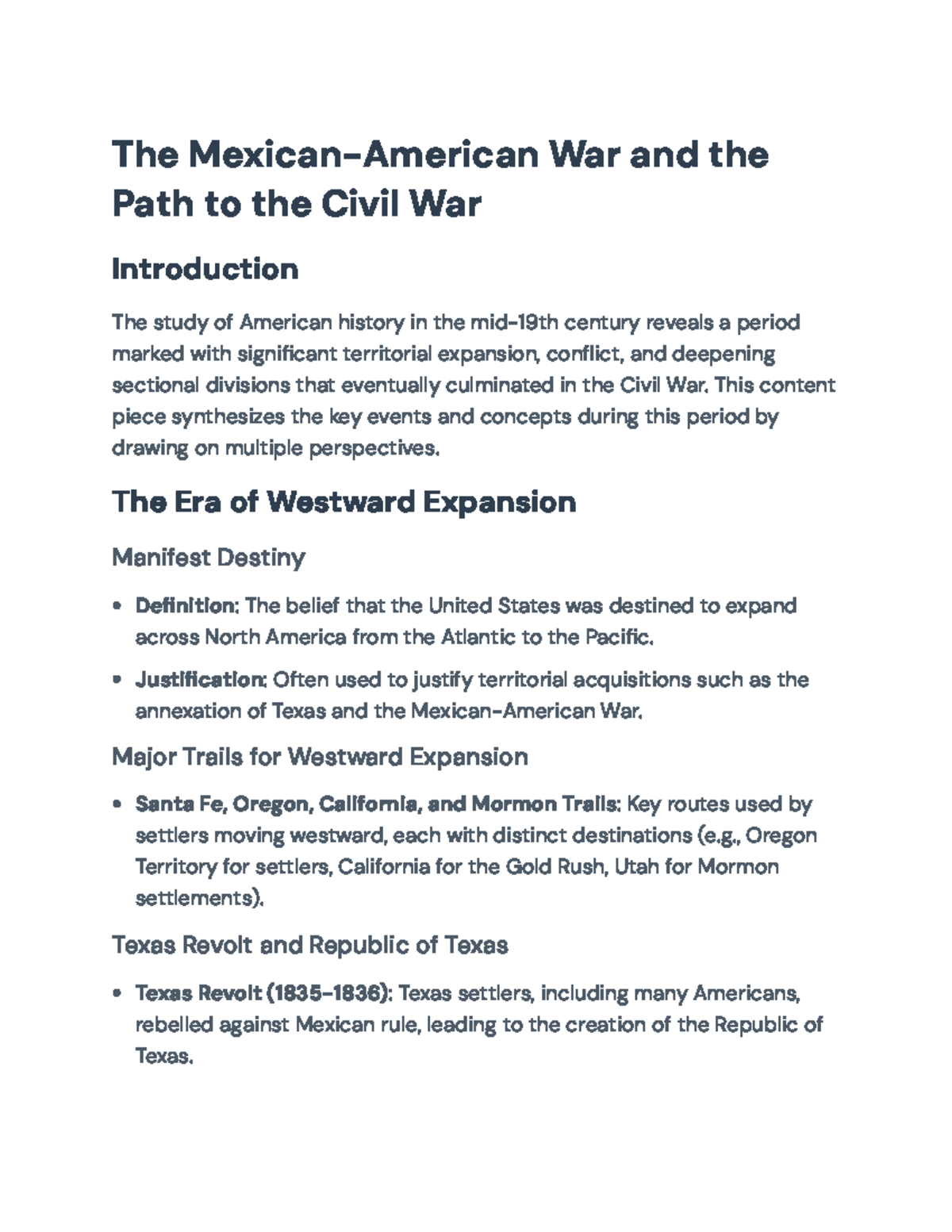 The Mexican-American War and Its Impact on the Civil War Era: A Study ...