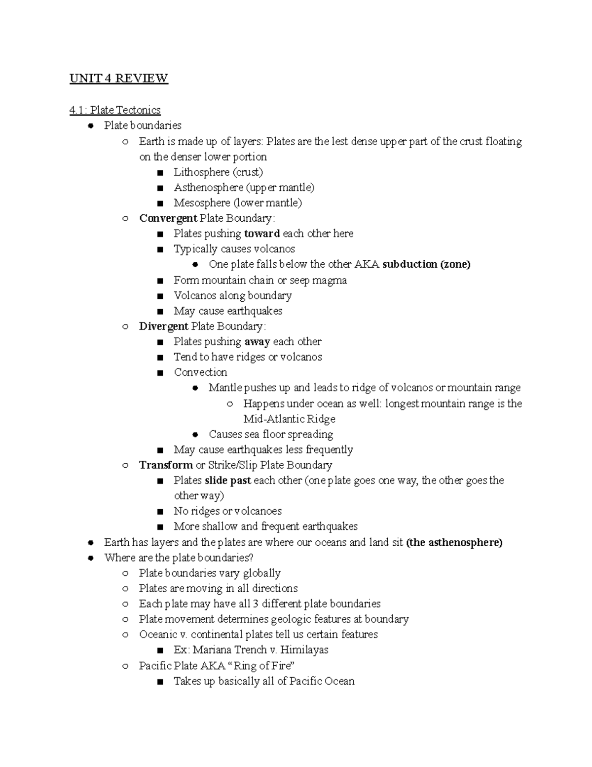 APES UNIT 4 FINAL EXAM REVIEW: Plate Tectonics and Soil Concepts - Studocu