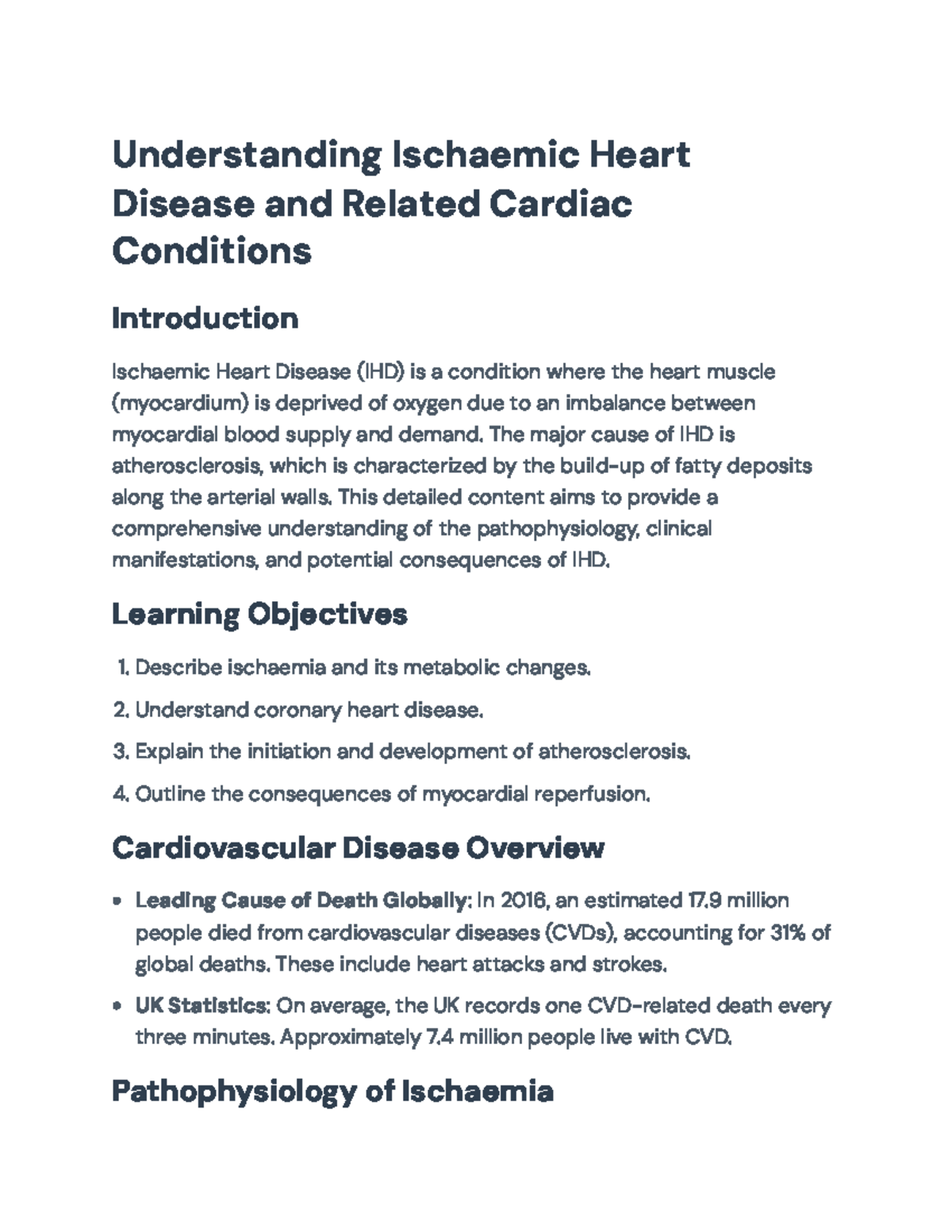 Understanding Ischaemic Heart Disease: Pathophysiology & Clinical ...