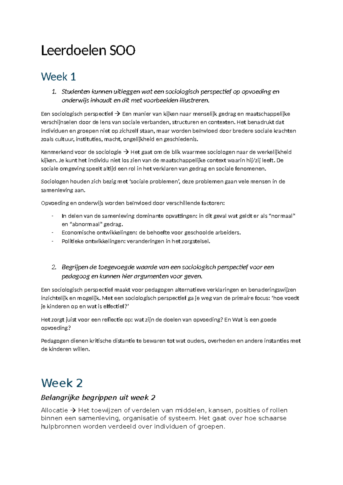 Leerdoelen SOO: Sociologisch Perspectief op Opvoeding en Onderwijs ...