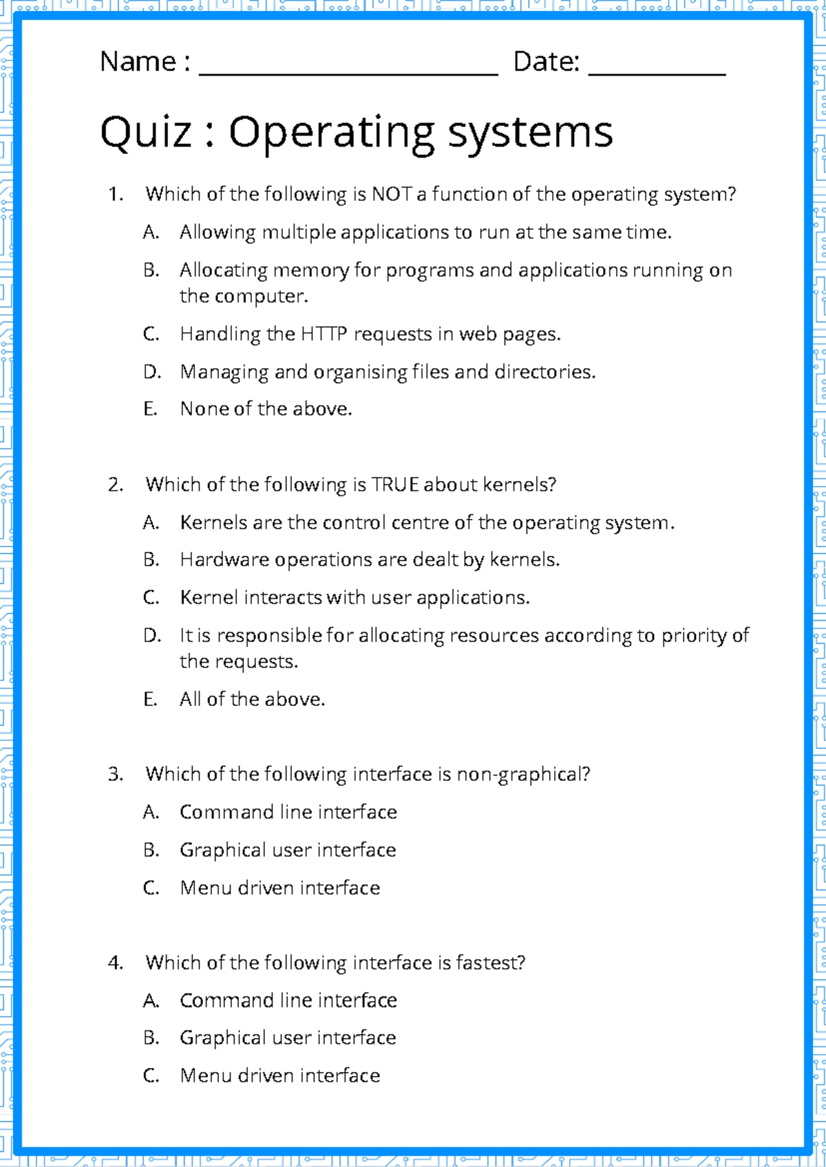 Quiz: Operating Systems Overview and Functions (Course Code SV) - Studocu