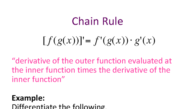 Calculus 101: Chain Rule and Derivatives Examples - Studocu
