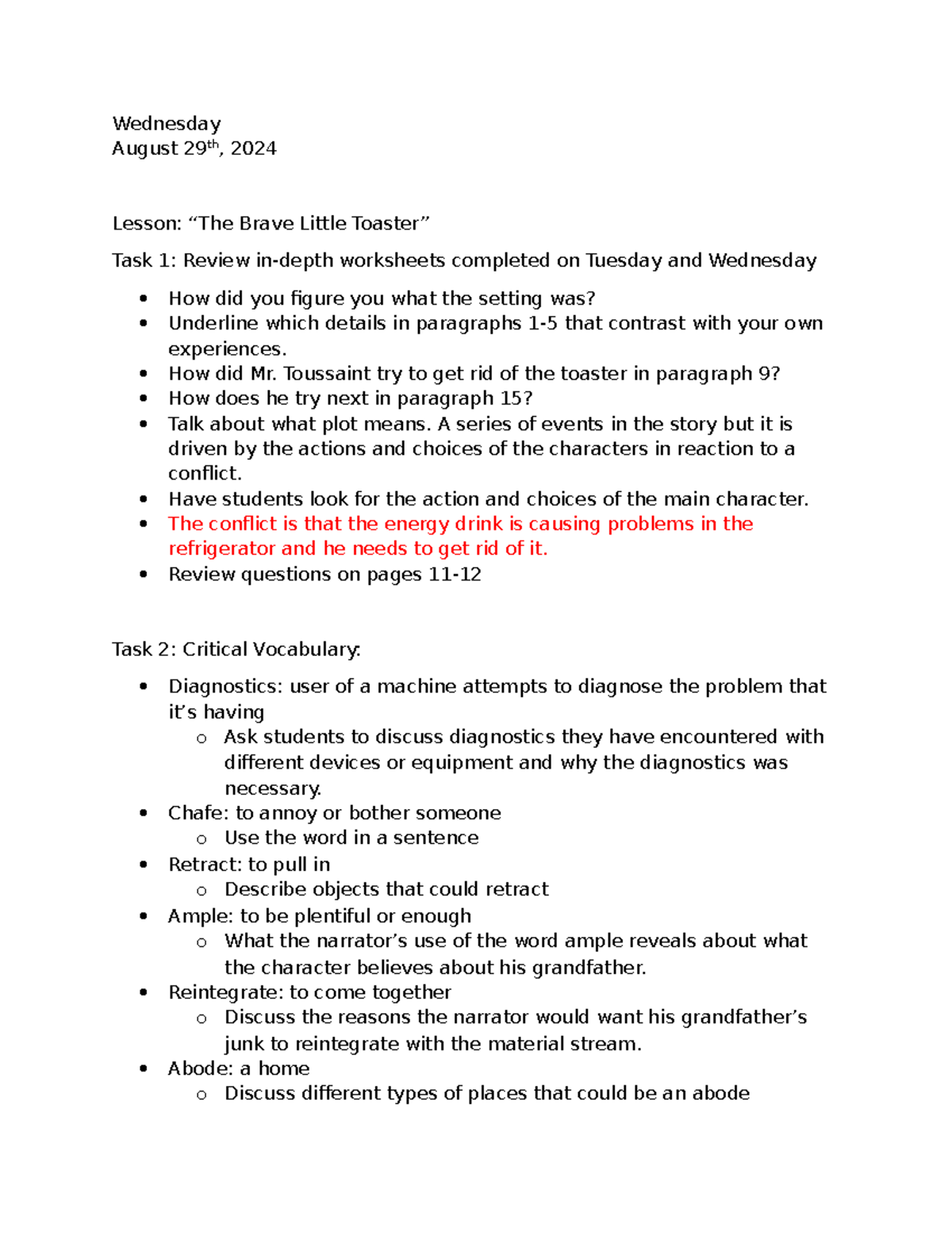 Wednesday - Lesson - Wednesday August 29th, 2024 Lesson: “The Brave ...