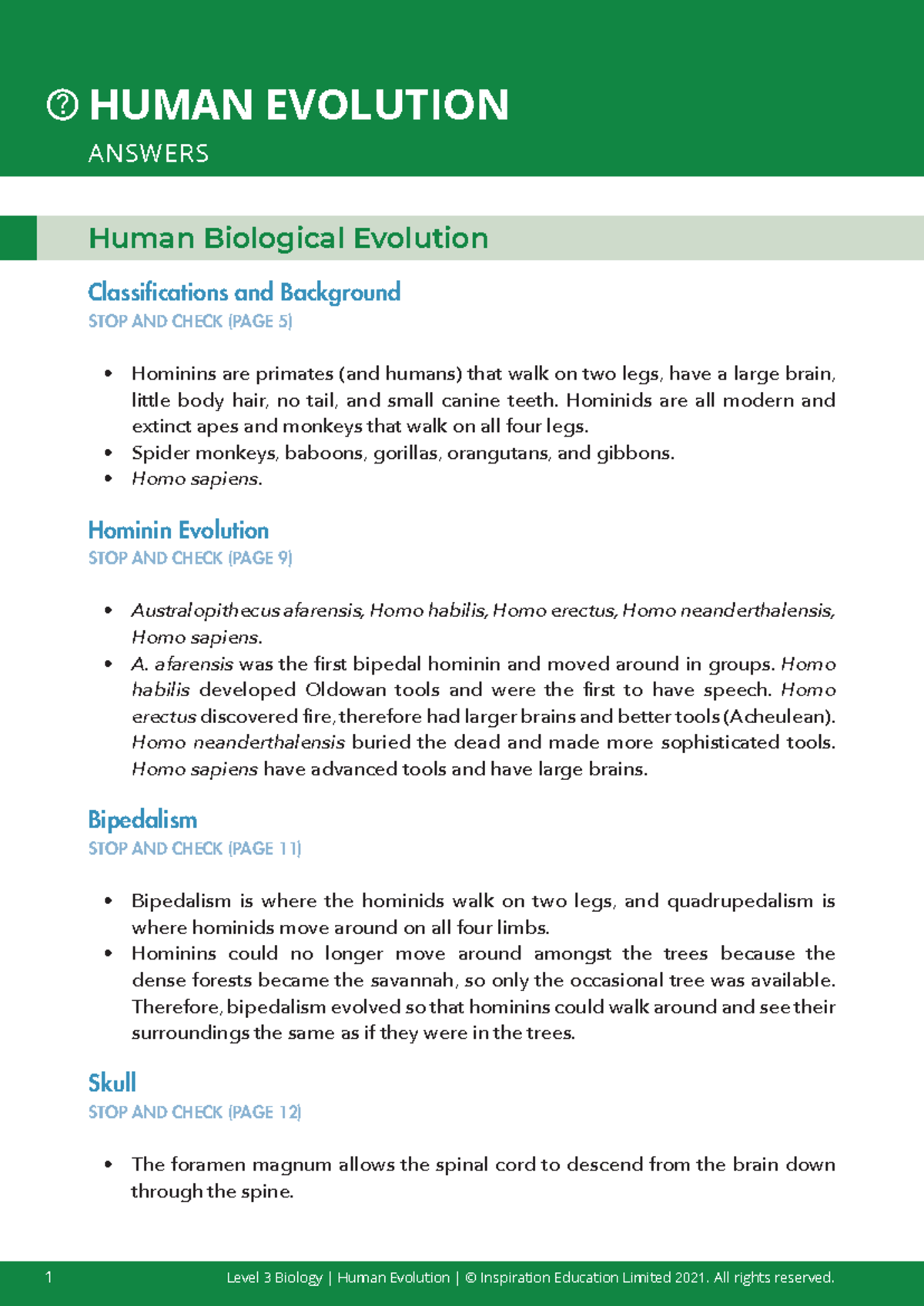 L3 Human Evolution Q&A Notes 0621 - Studocu