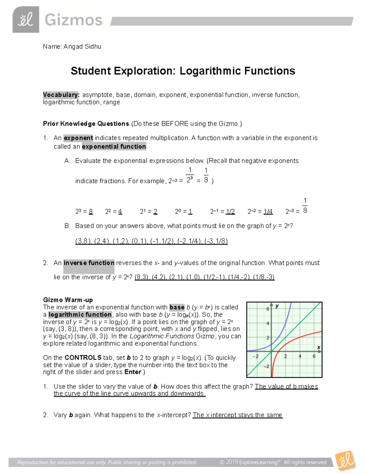 Exploring Logarithmic Functions: Concepts & Inverses - SE Study Guide - Studocu