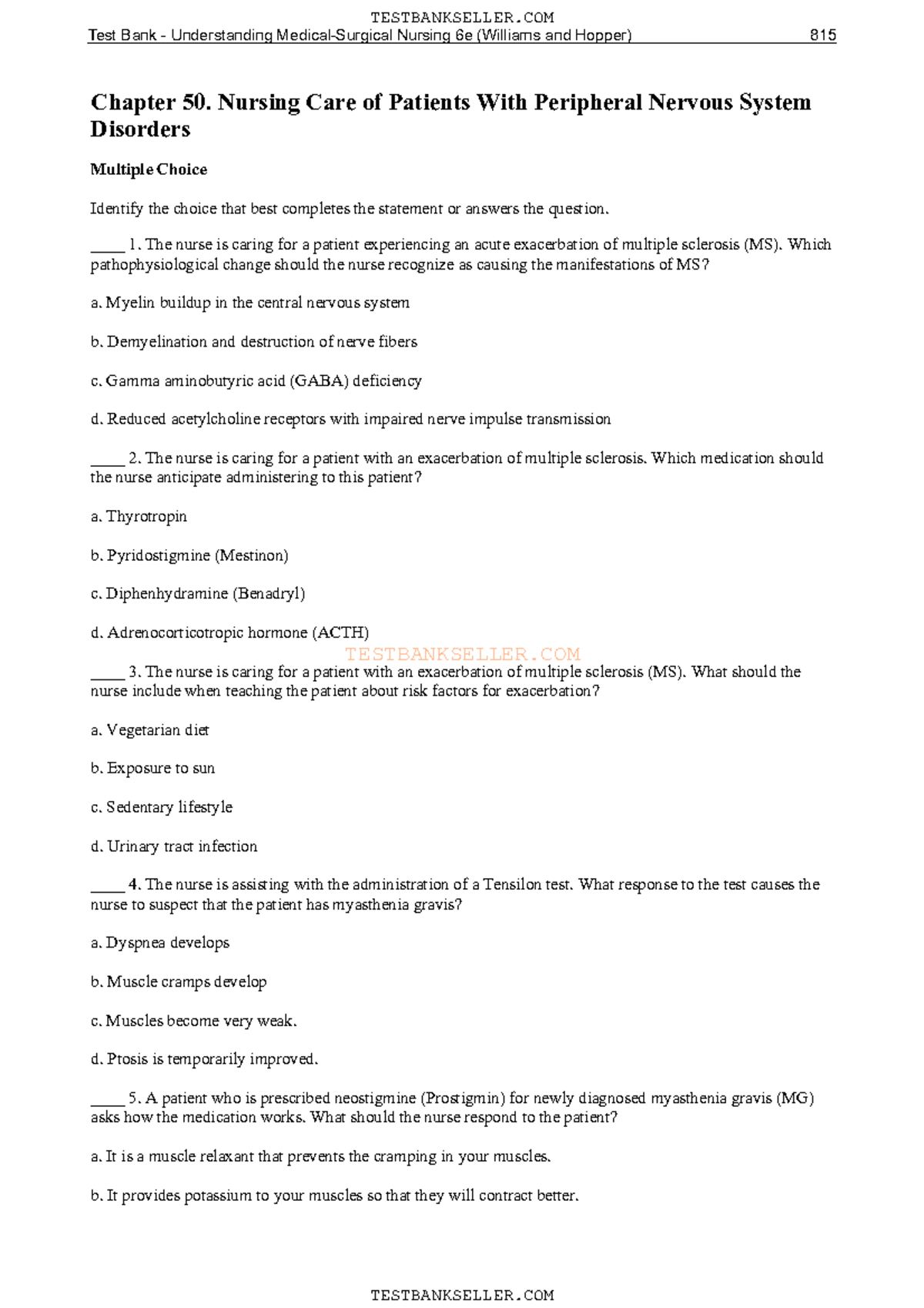 MSN6-Chapter 50. Nursing Care of Patients With Peripheral Nervous ...