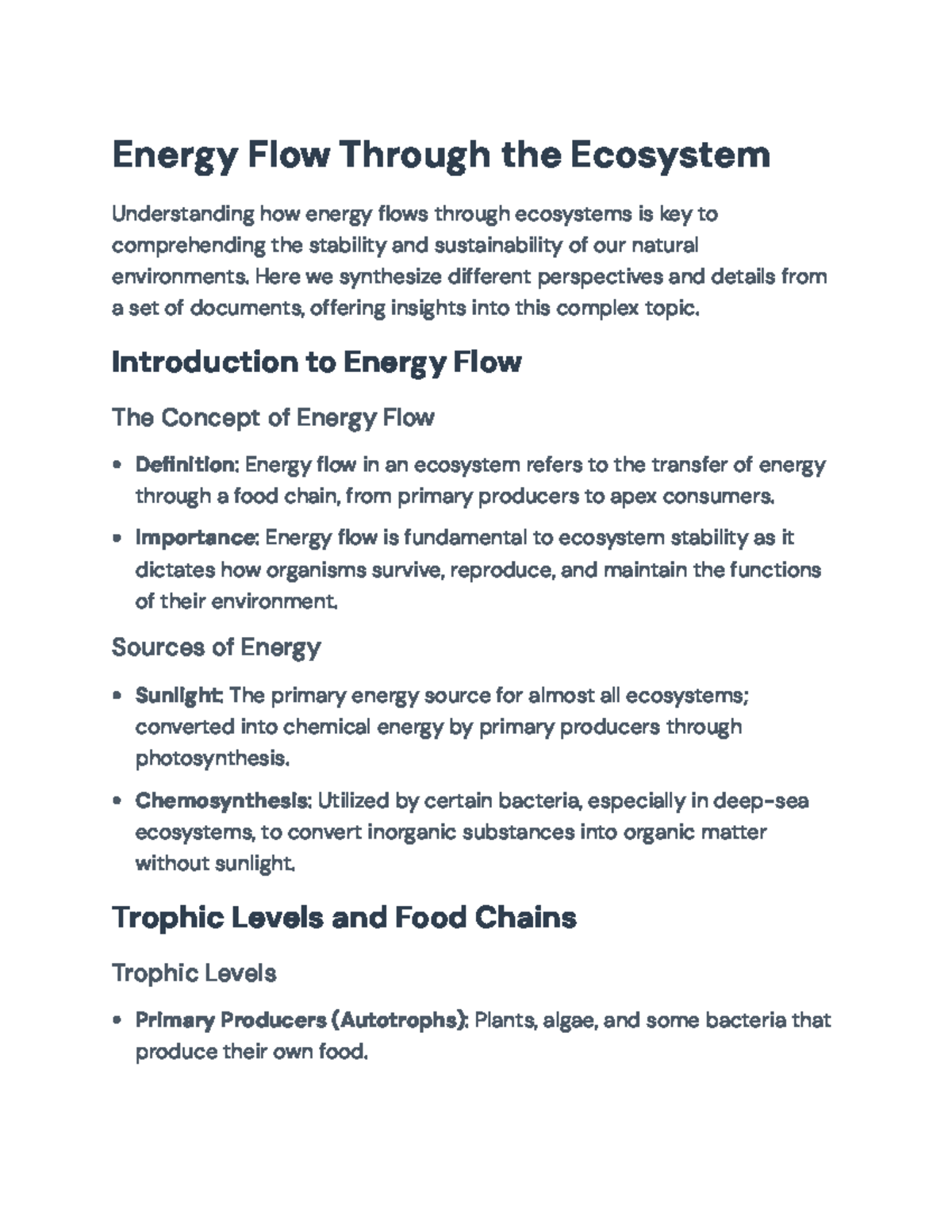 Energy Flow Through Ecosystems: Key Concepts and Human Impact - Energy ...