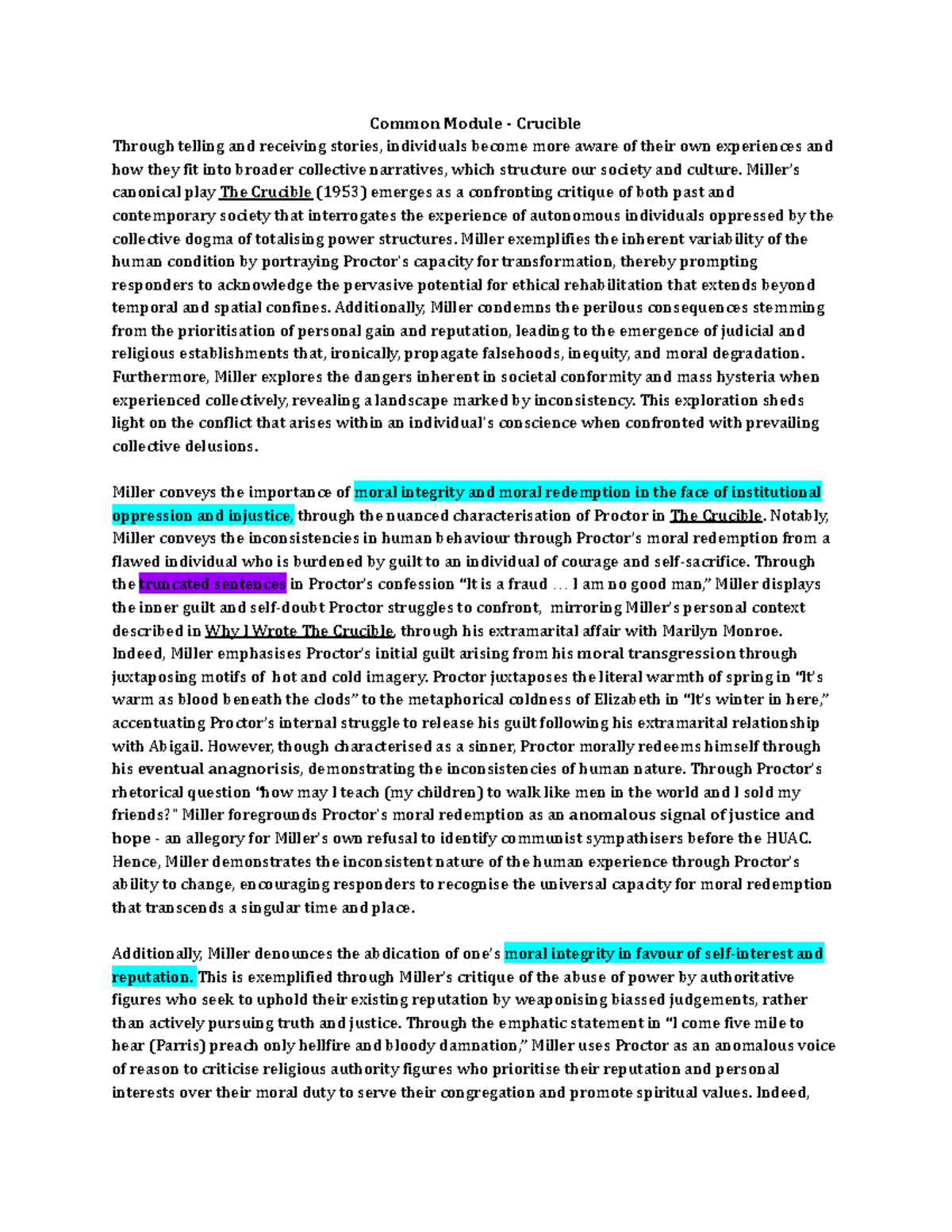 Common Module & Module A: Exploring Redemption and Otherness in The ...