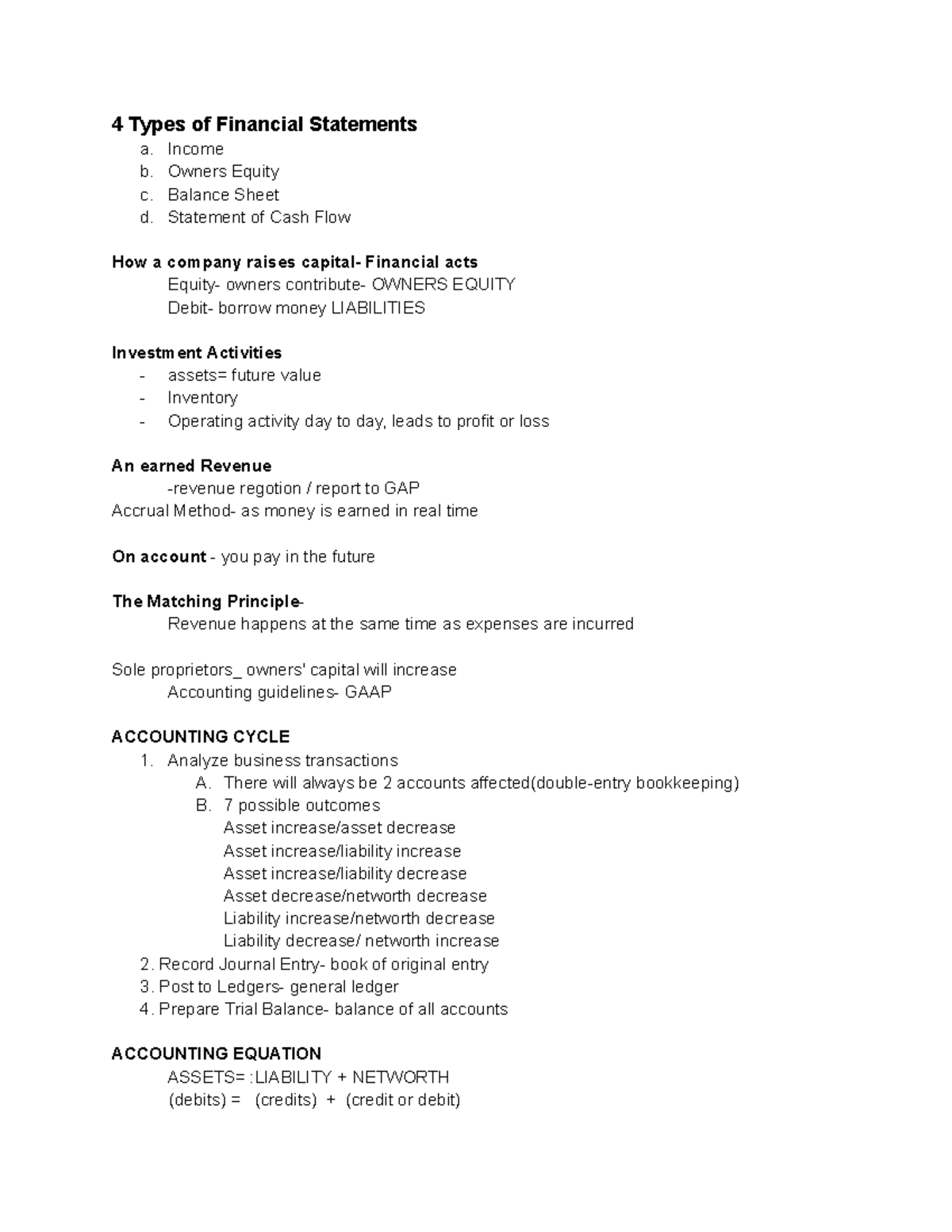 Lecture Notes: Accounting Basics & Financial Statements (ACCT 101 ...