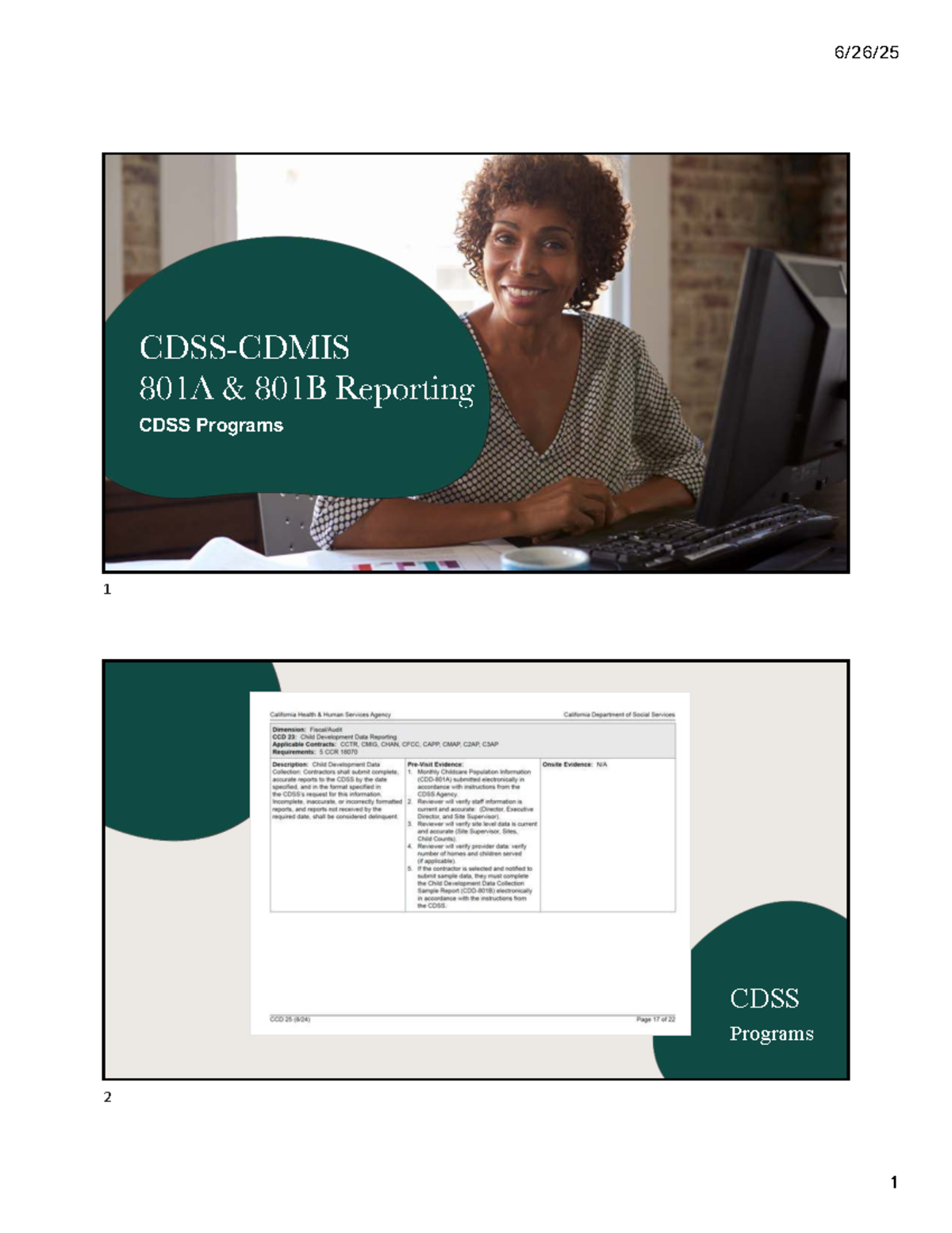 CDSS 801A & 801B Child Development Reporting Guidelines - Studocu