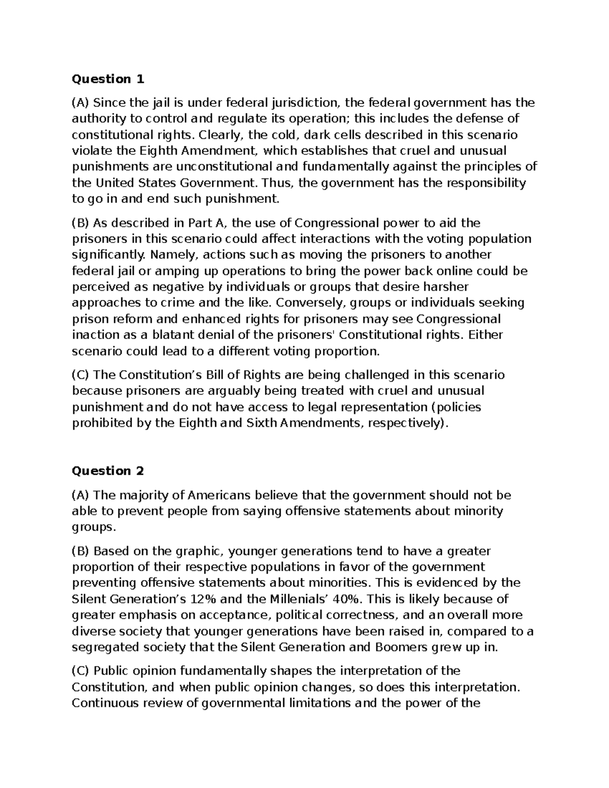 Frq ap gov - Frq practice - Question 1 (A) Since the jail is under ...