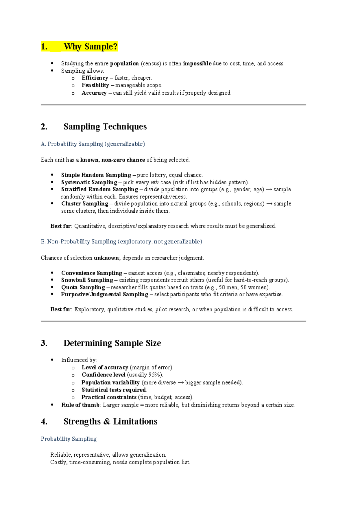 Sampling and Observation Techniques in Research - Reviewer Notes - Studocu