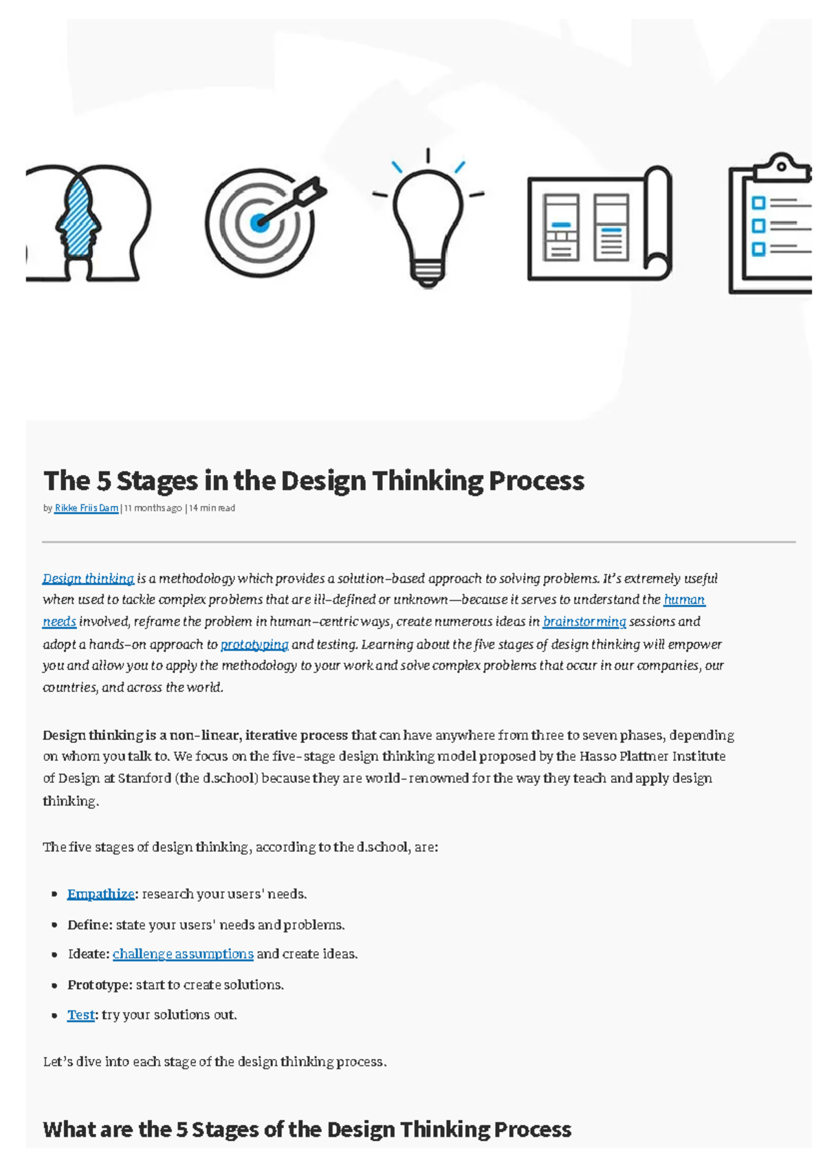 The 5 Stages of the Design Thinking Process Explained - Studocu