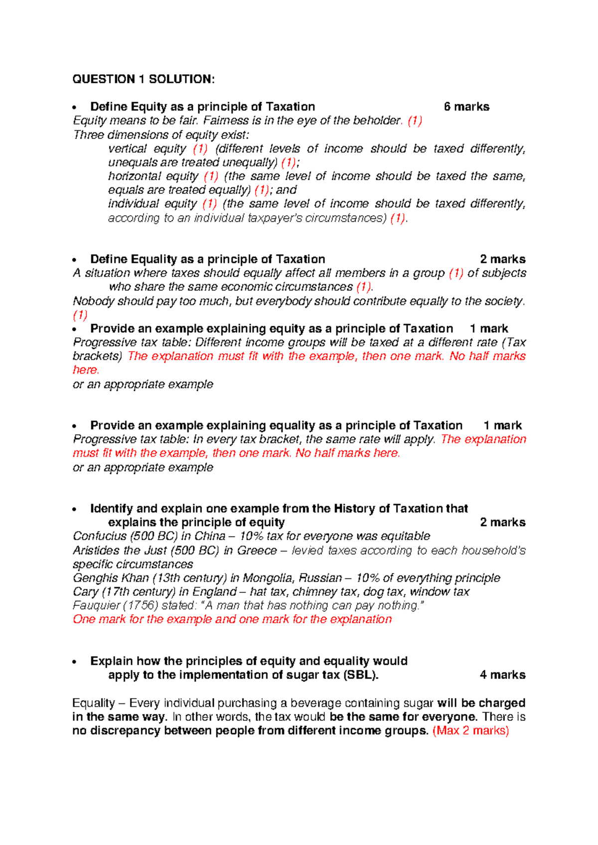 TAX 101: Equity vs. Equality Principles in Taxation Solutions - Studocu